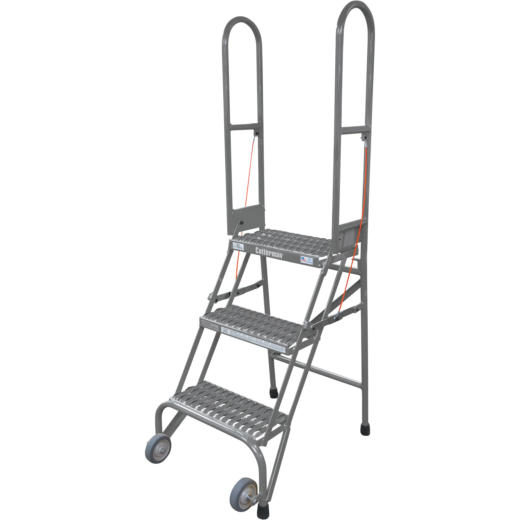 Cotterman Folding Rolling Ladder, 3 Steps, 350-Lb. Capacity, Serrated ...