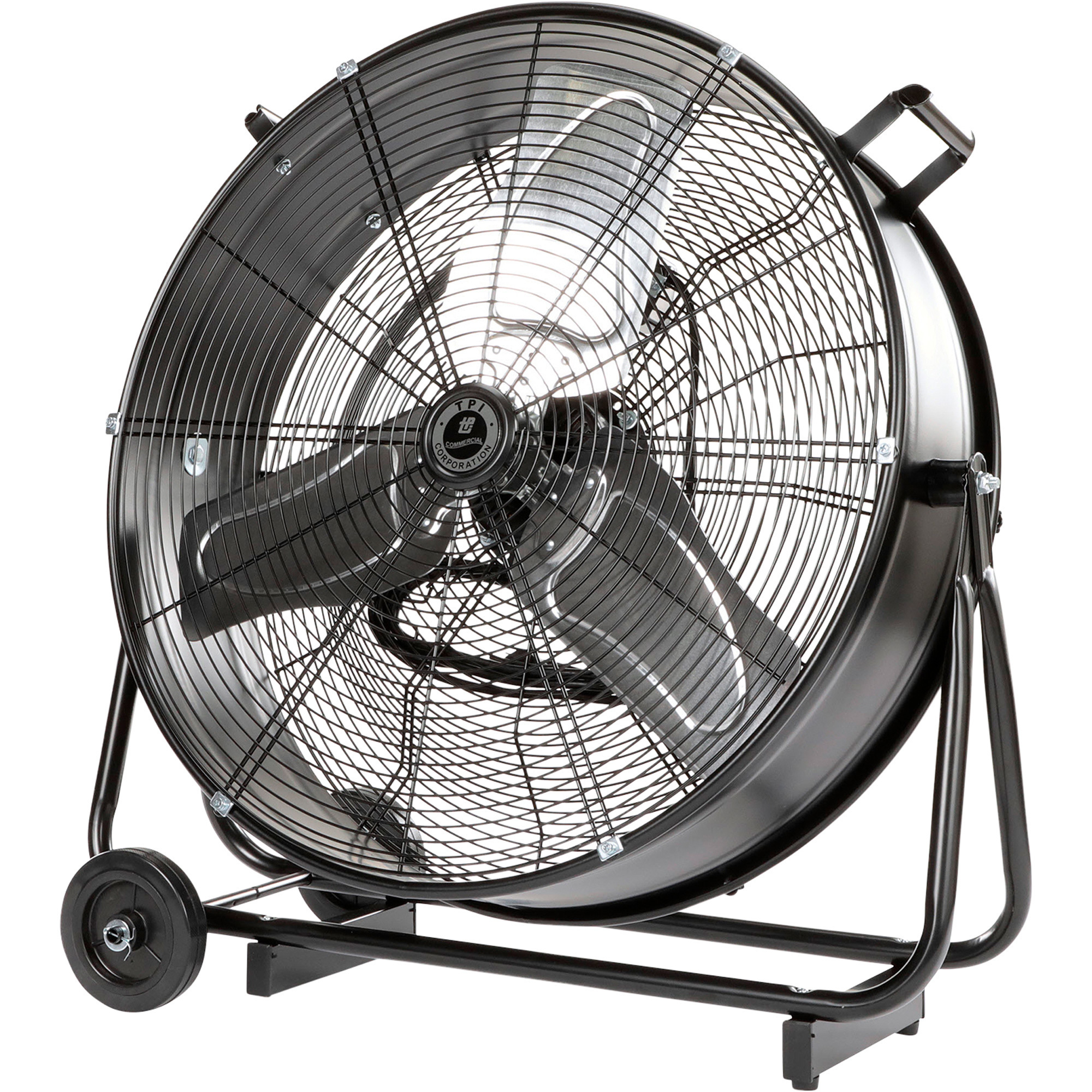 TPI Commercial Drum Fan with Swivel Base — 24in., 2 Speeds, 5400 CFM, 1 ...