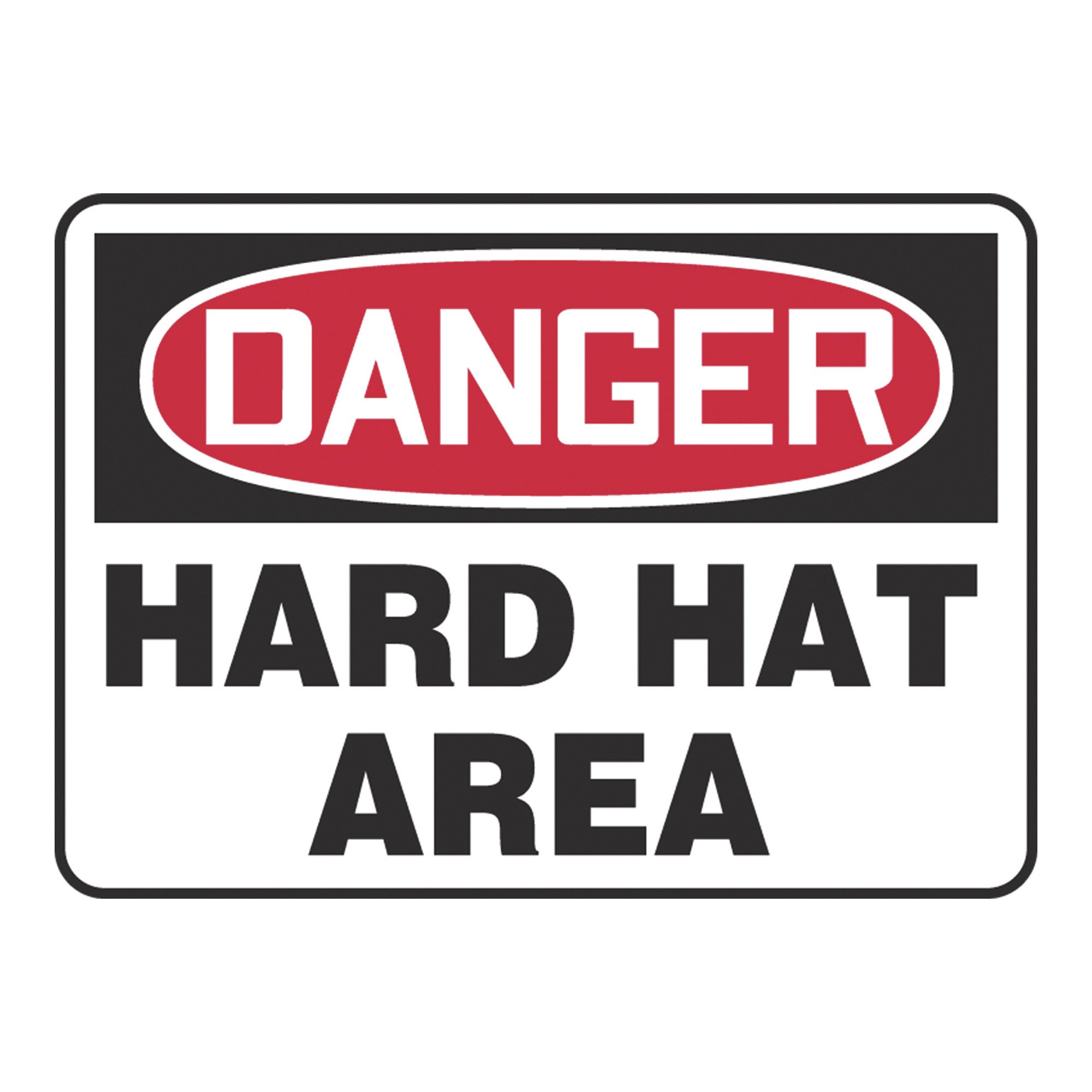 Accuform DANGER, HARD HAT AREA Safety Sign — 14in.L x 10in.H, Adhesive ...