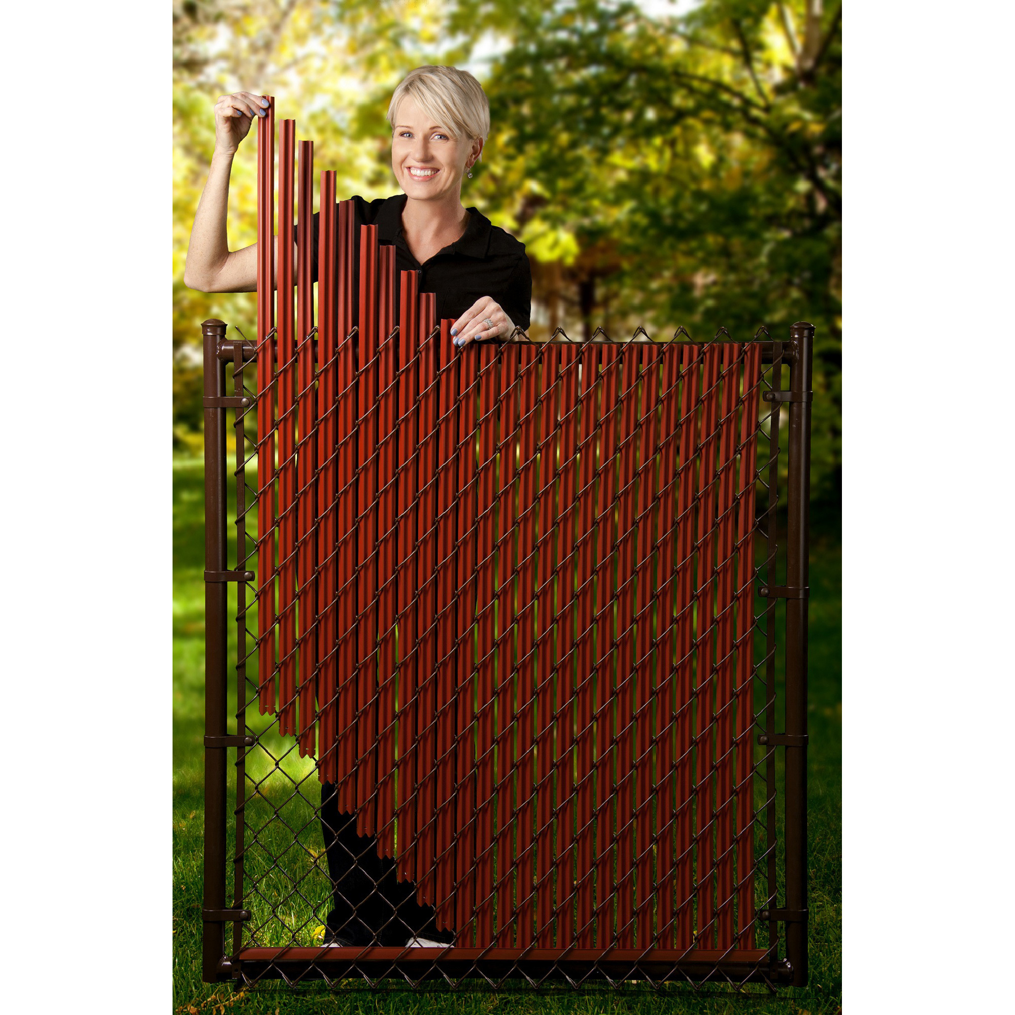 Ridged Slats 4ft. Vertical Privacy Slats, 82-Pc. Set, Redwood, Covers ...