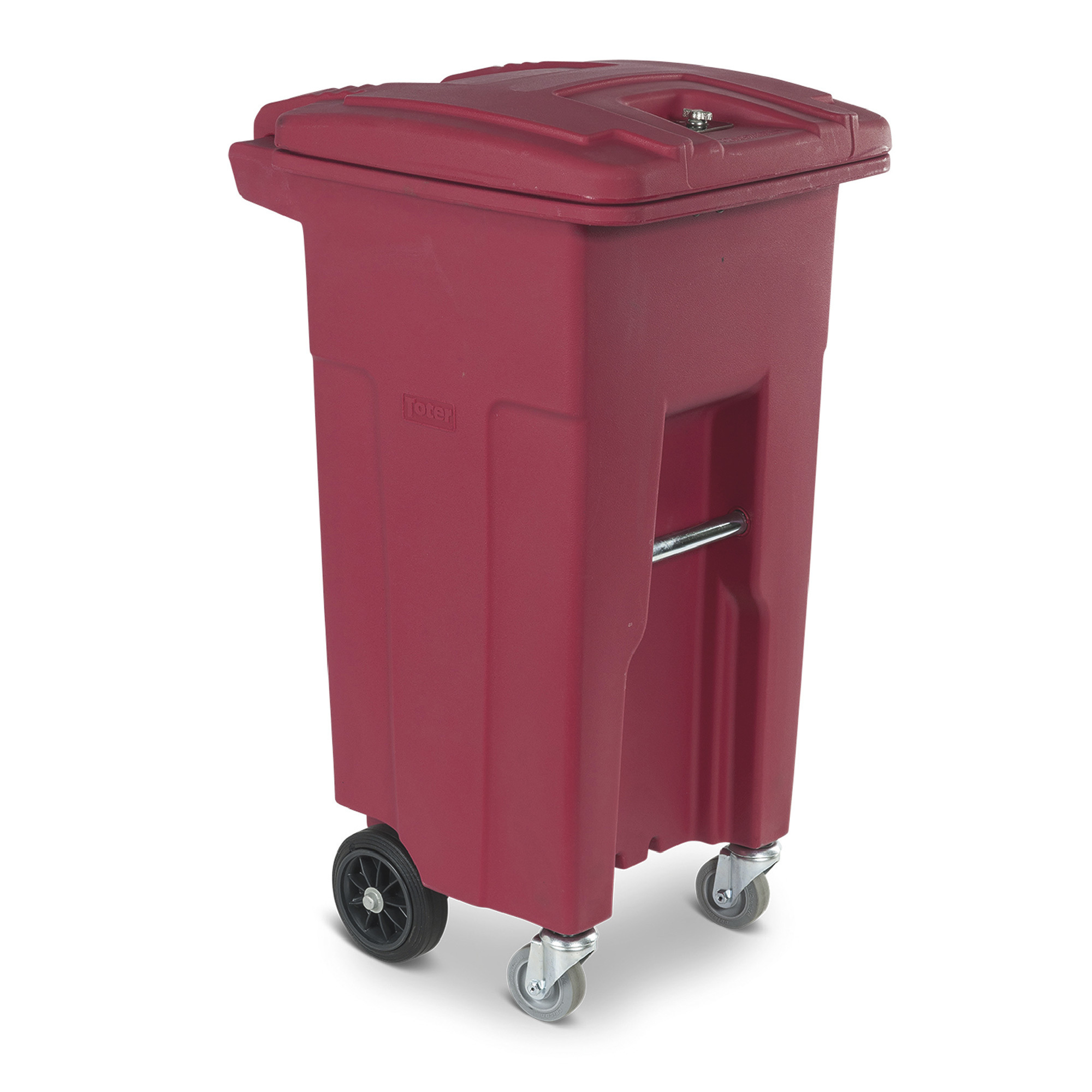TOTER Locking Medical Waste Cart - 32-Gallon, Red, Rubber Wheels ...