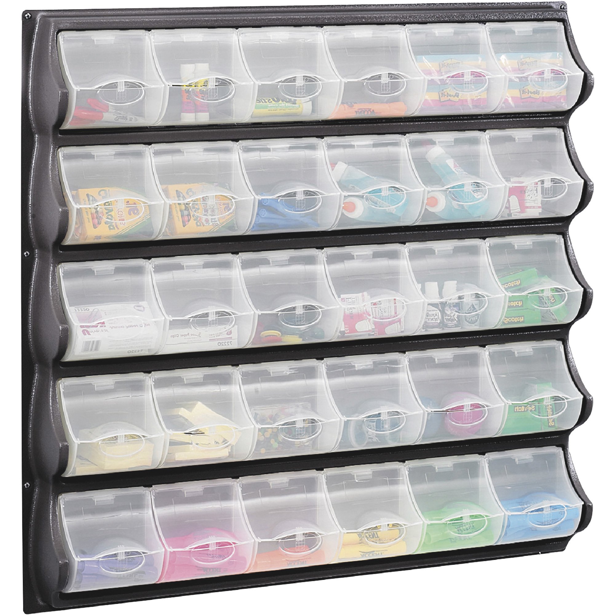 Safco 30-Pocket Panel Bin — Black/Clear, 5 1/4in.D x 34in.W x 33in.H ...