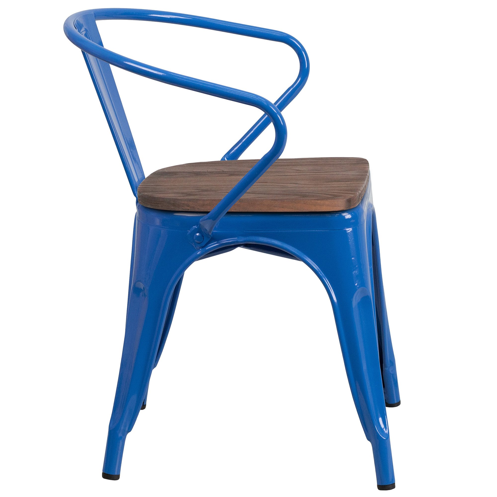 Flash Furniture Rustic Bistro Stacking Chair with Arms — Blue, Model ...