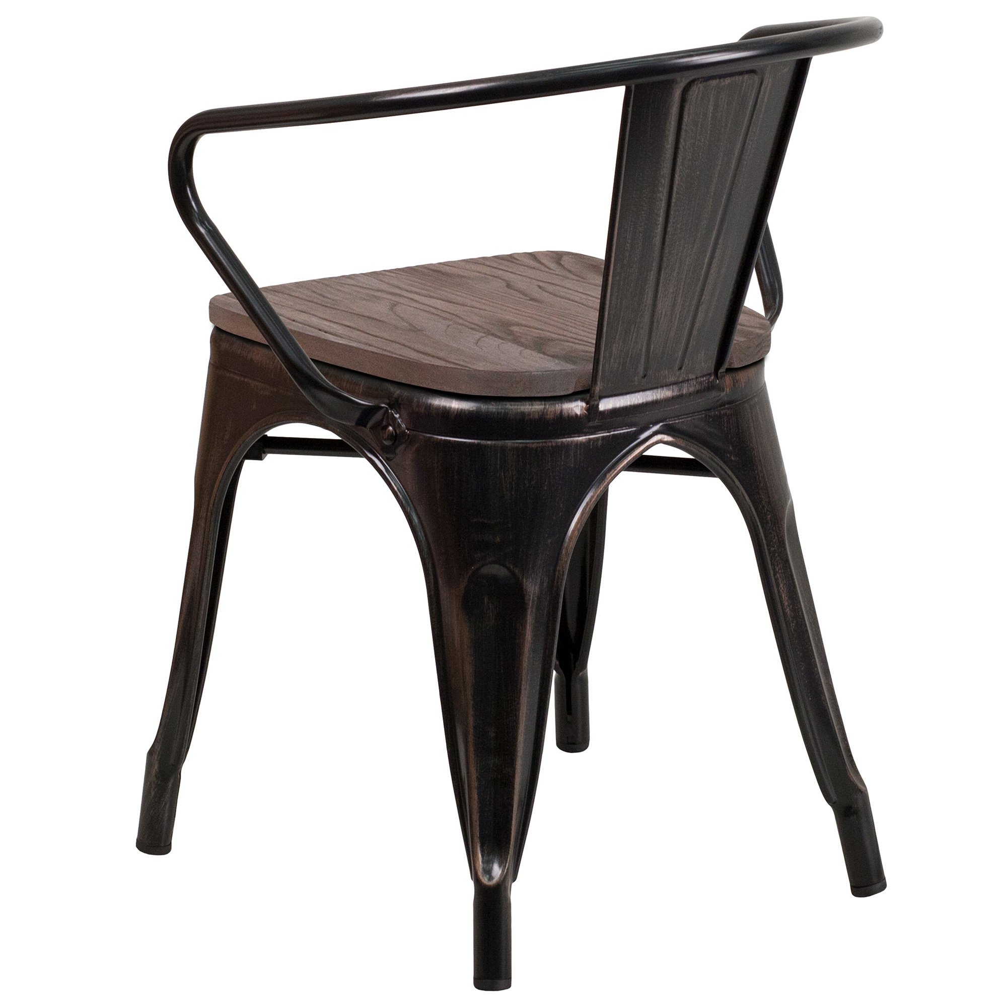 Flash Furniture Rustic Bistro Stacking Chair with Arms — Black/Antique ...