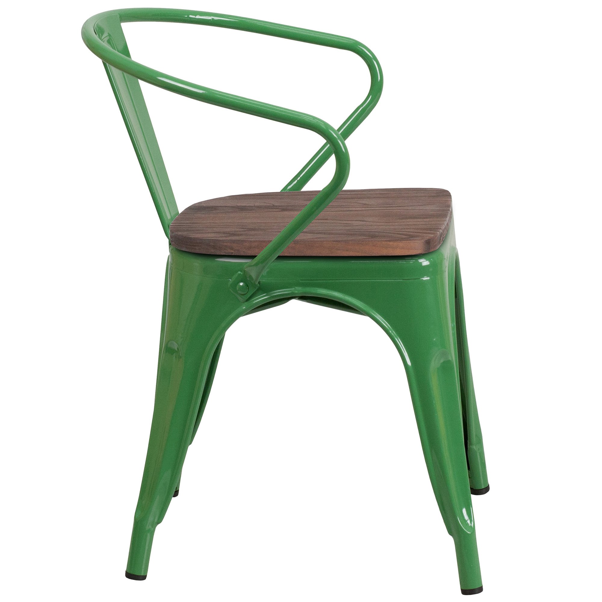Flash Furniture Rustic Bistro Stacking Chair with Arms — Green, Model ...