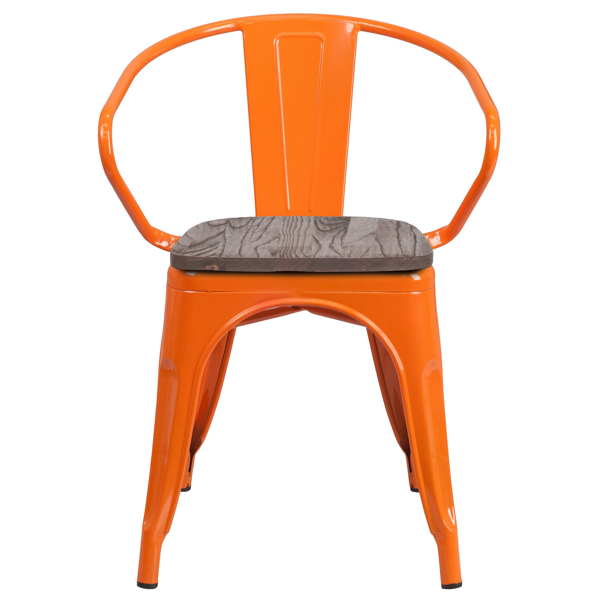 Flash Furniture Rustic Bistro Stacking Chair with Arms — Orange, Model ...