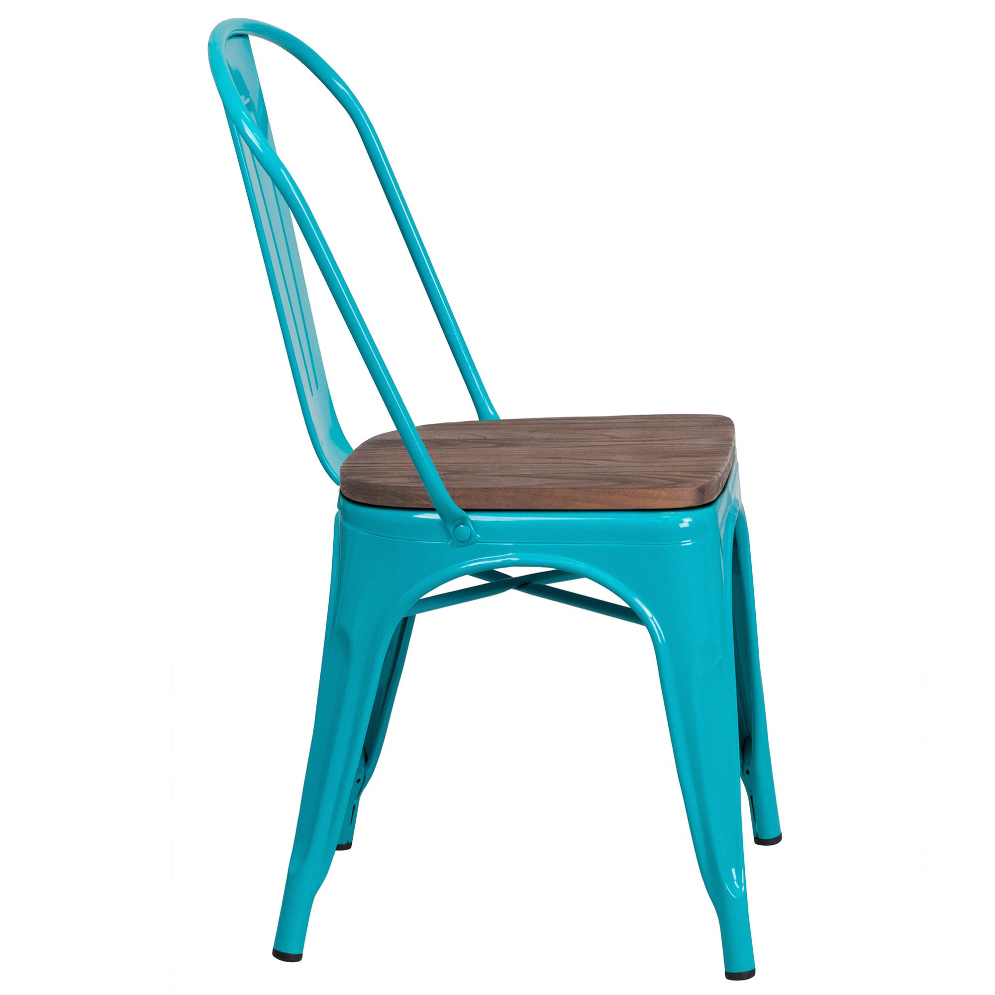 Flash Furniture Stackable Bistro Chair with Wood Seat — Crystal Teal ...