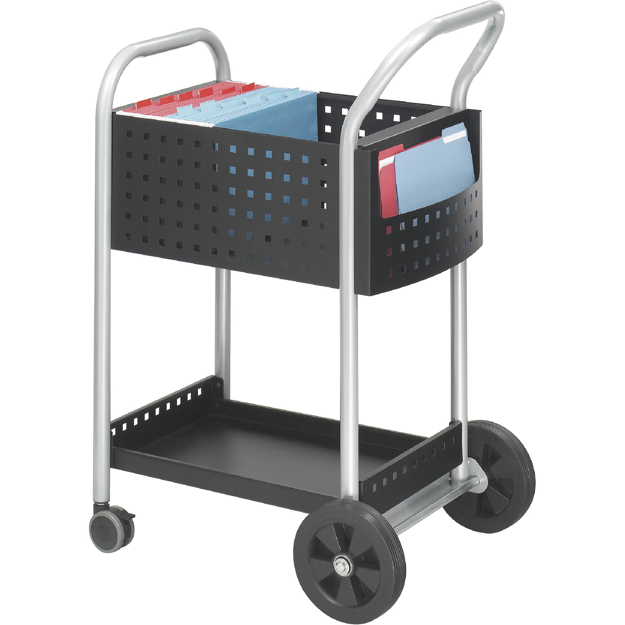 Safco Scoot Mail Cart, Black, 27in.L x 22in.W x 40 1/2in.H, Model ...