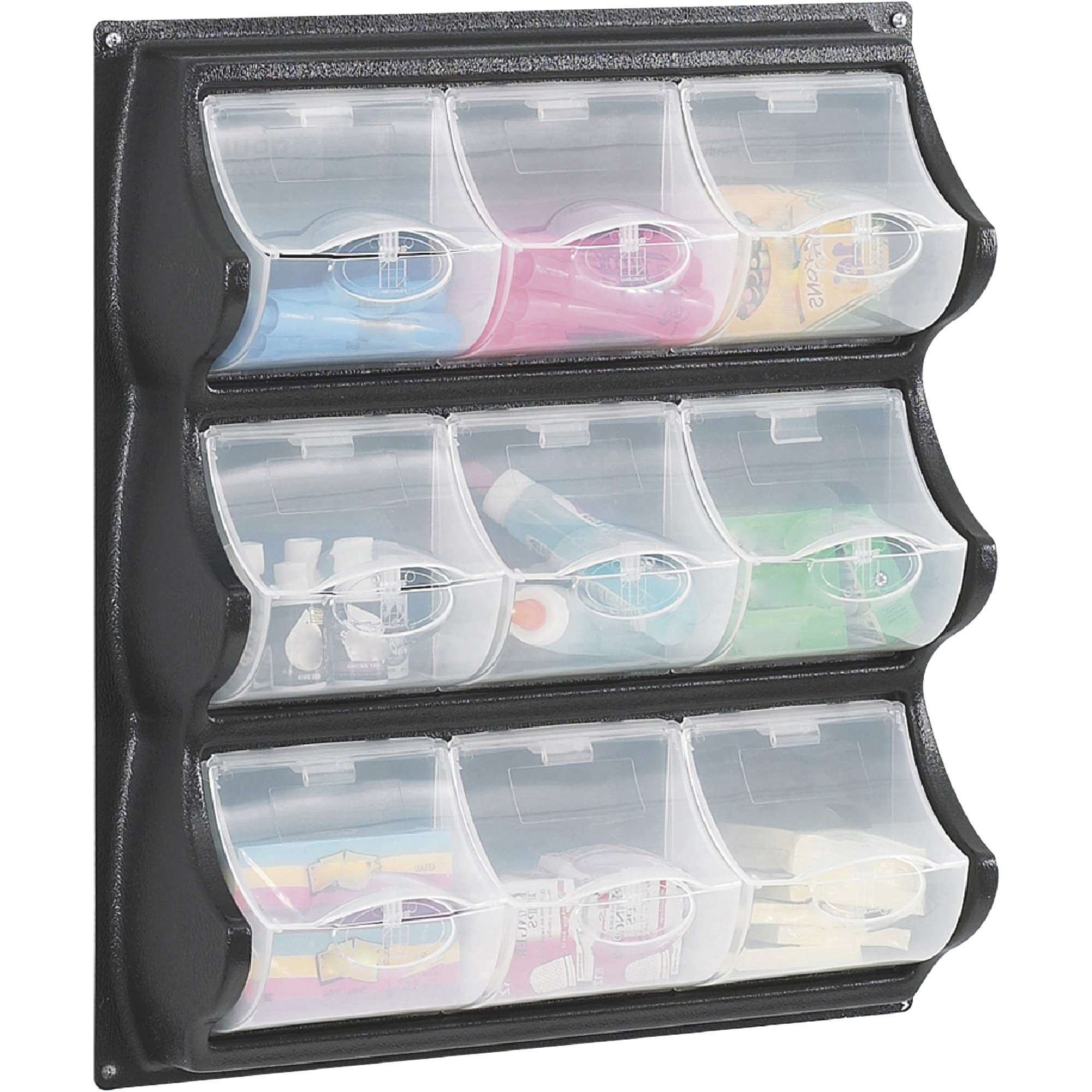 Safco 9-Pocket Panel Bin Storage System — Black/Clear, 18.5in.W x 5 ...