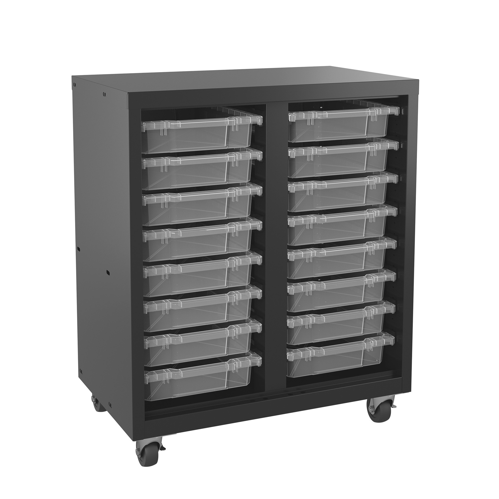 Hirst Mobile Steel Storage Cabinet with 16 Pull-Out Bins, Black Cabinet ...