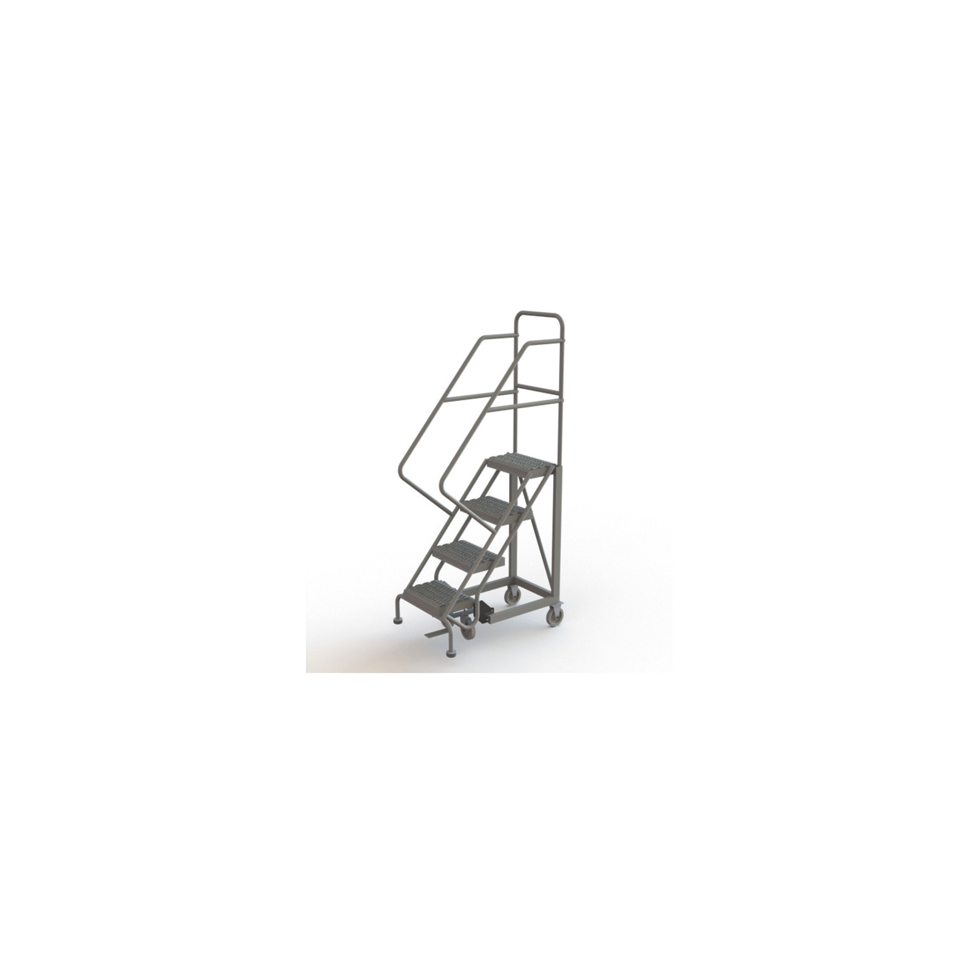Tri-Arc 7-Step Steel Rolling Ladder with Perforated Steps— Gray, 70in.H ...