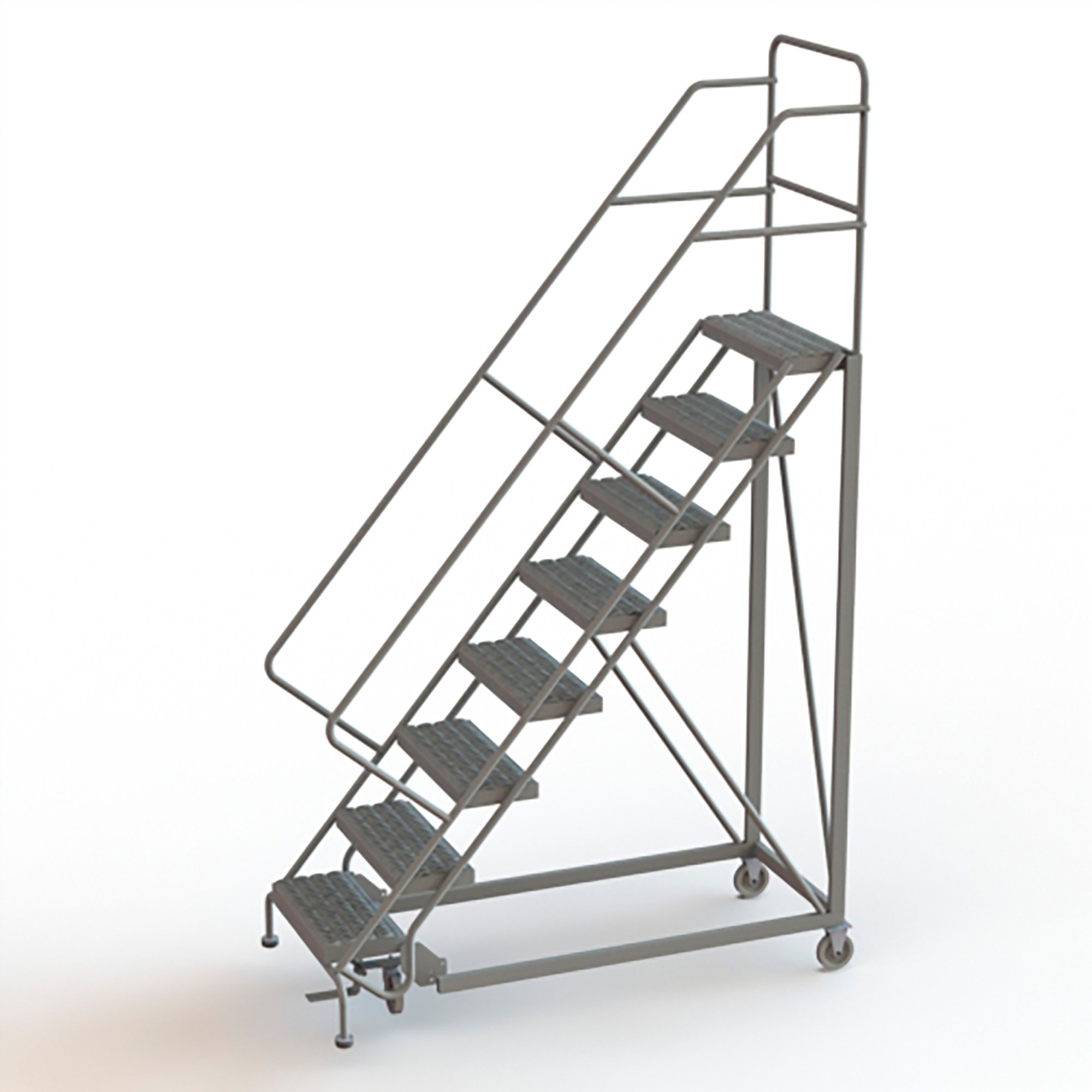 Tri-Arc 8-Step Steel Rolling Ladder with Serrated Steps— Gray, 80in.H ...