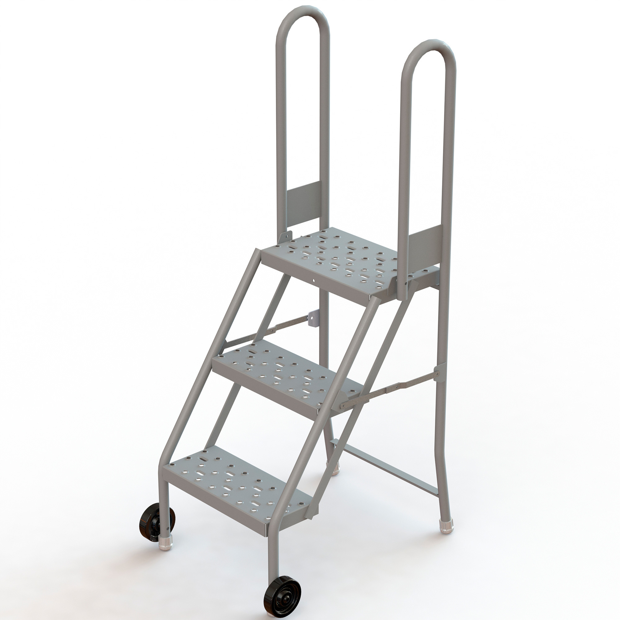 Tri-Arc 3-Step Mobile, Foldable Step Stand with Perforated Steps, Gray ...