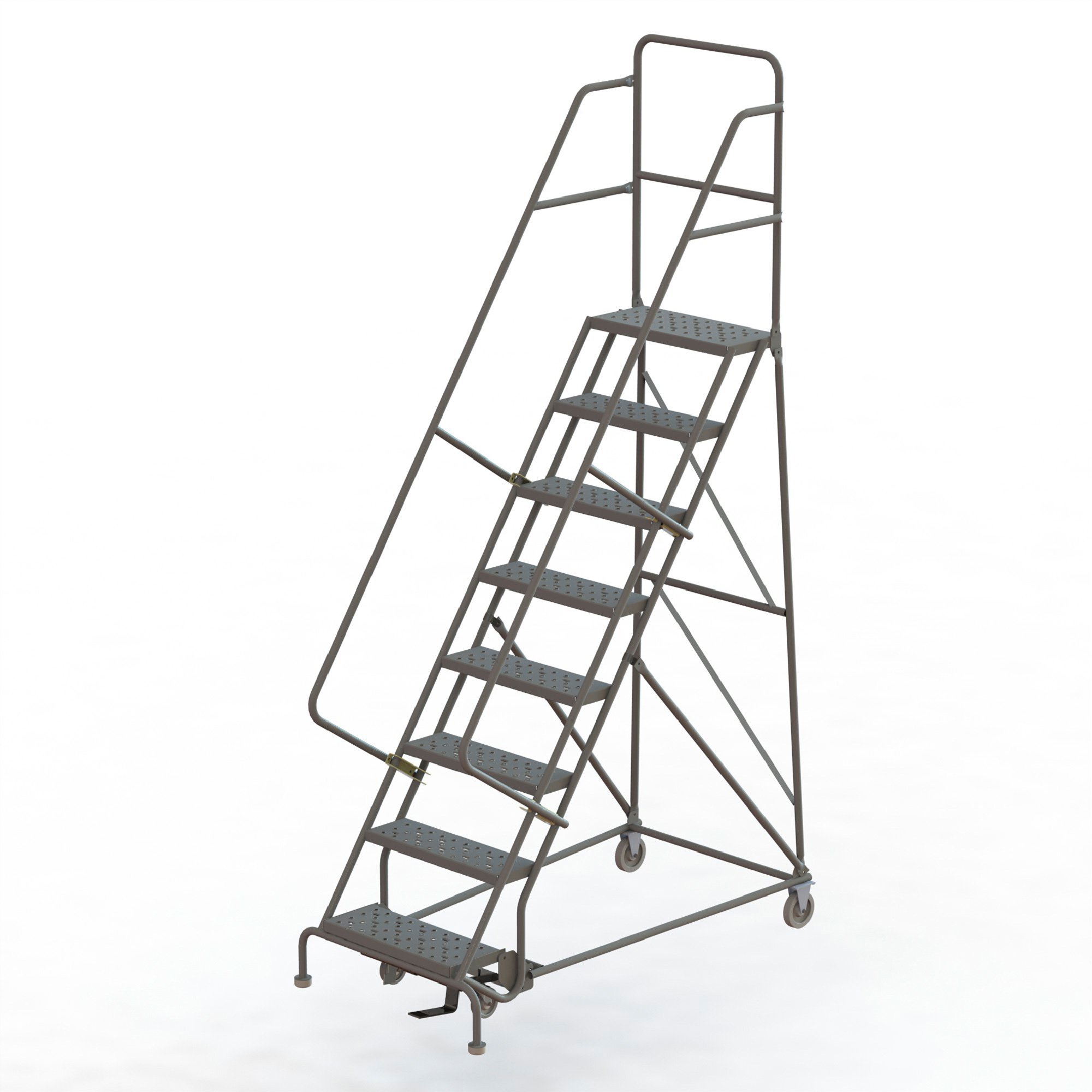 Tri-Arc 8-Step Steel Rolling Ladder with Perforated Steps— Gray, 24in.W ...