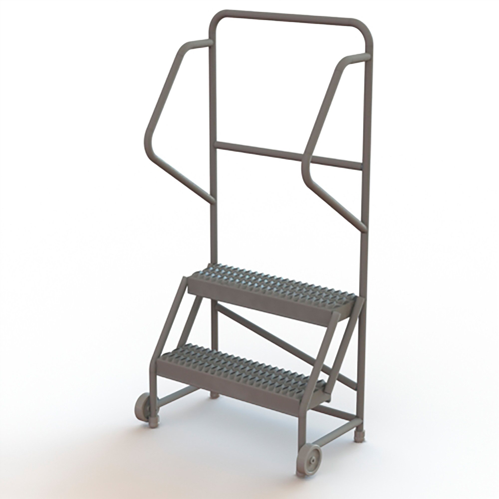Tri-Arc 2-Step Steel Tilt and Roll Ladder with Serrated Steps — Gray ...