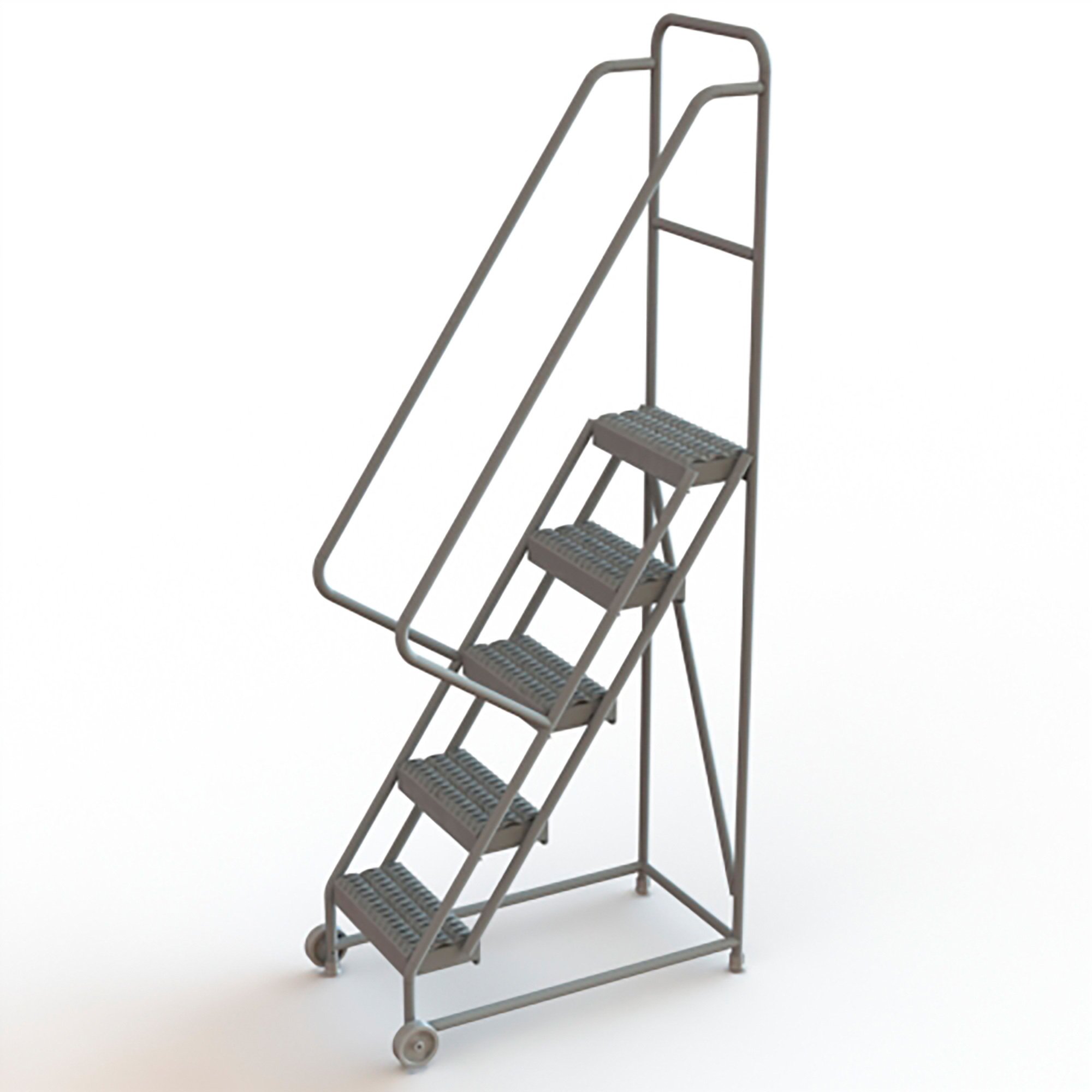 Tri-Arc 5-Step Steel Tilt and Roll Ladder with Serrated Steps — Gray ...