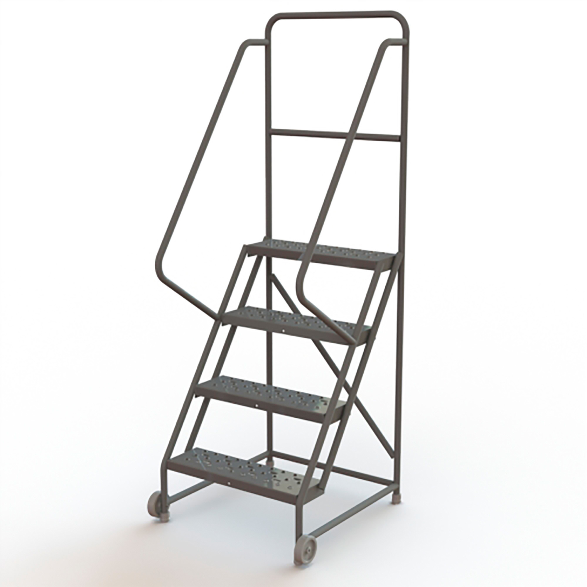 Tri-Arc 4-Step Steel Tilt and Roll Ladder with Perforated Steps, Gray ...