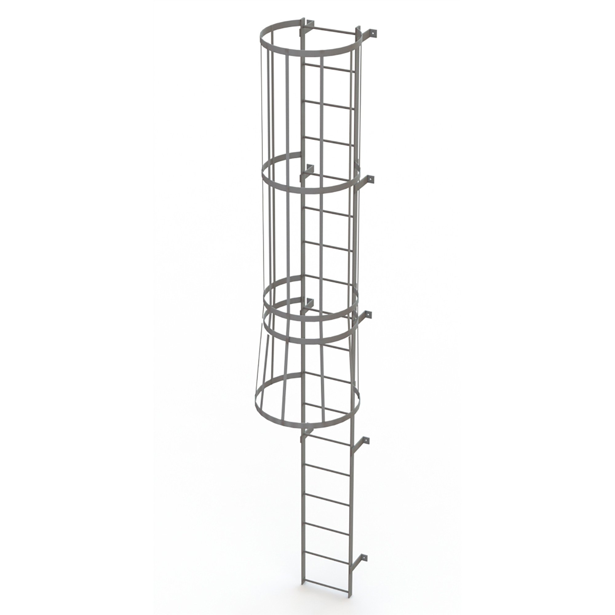 Tri-Arc 17ft., 18-Rung, Steel Fixed Cage Ladder — Gray, 500-Lb ...