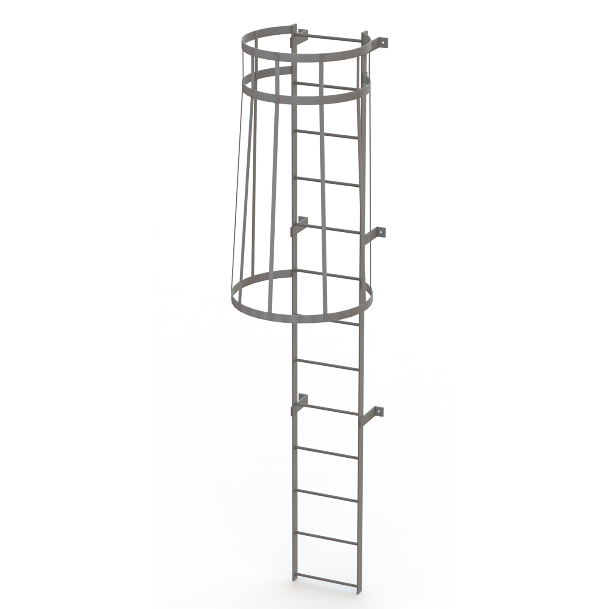 Tri-Arc 12ft., 13-Rung, Steel Fixed Cage Ladder, Gray, 500-Lb. Capacity ...