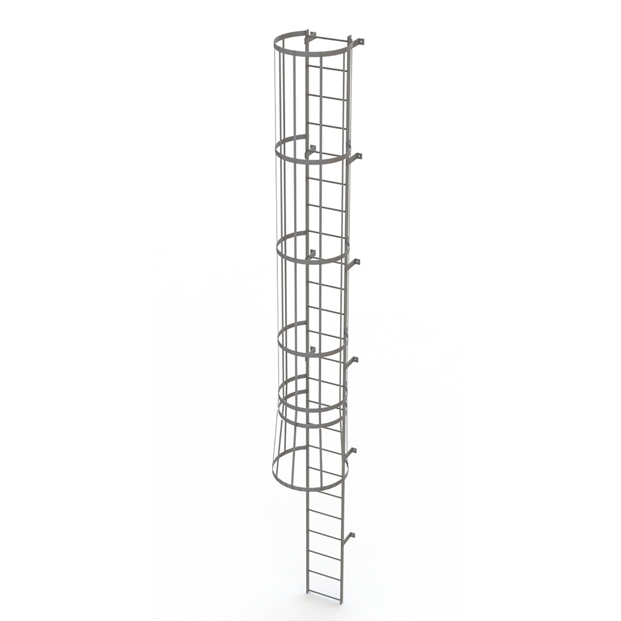 Tri-Arc 23ft., 24-Rung, Steel Fixed Cage Ladder — Gray, 500-Lb ...