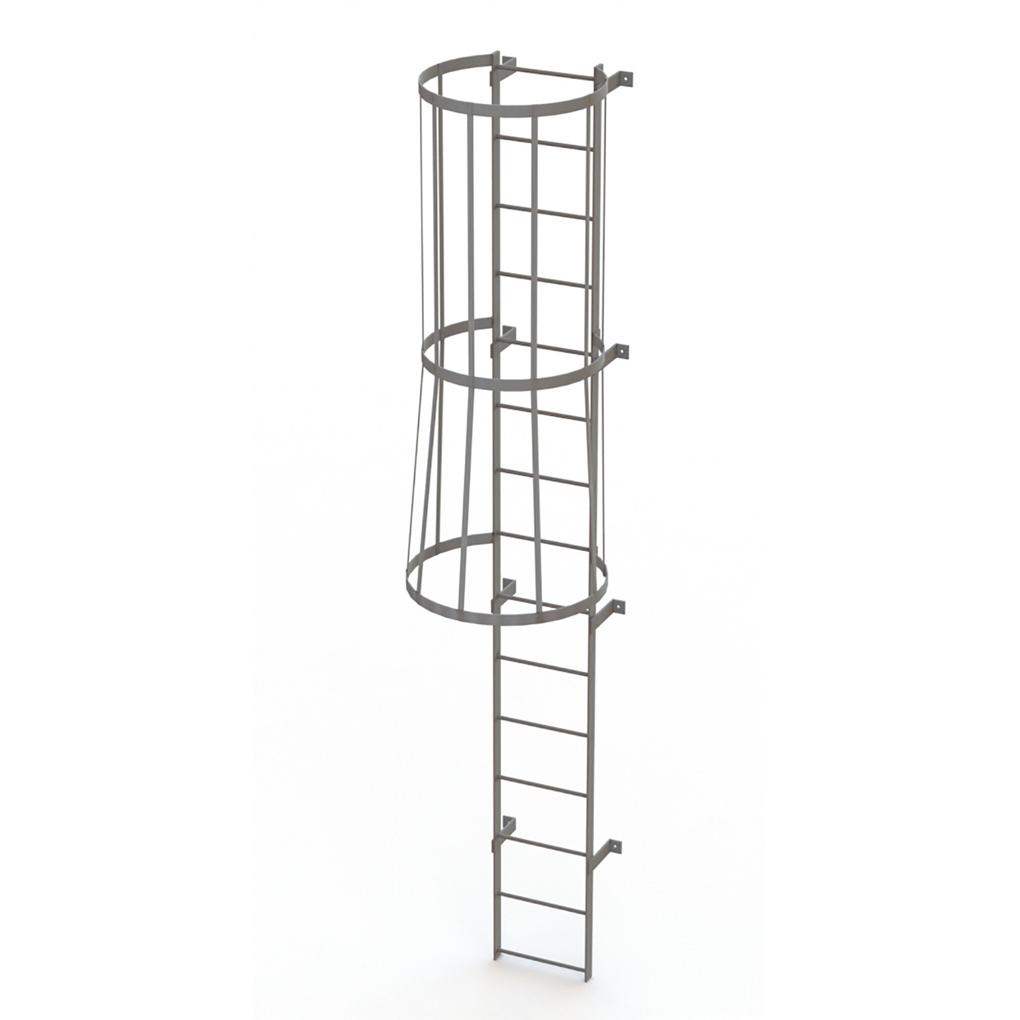 Tri-Arc 14ft., 15-Rung, Steel Fixed Cage Ladder — Gray, 500-Lb ...