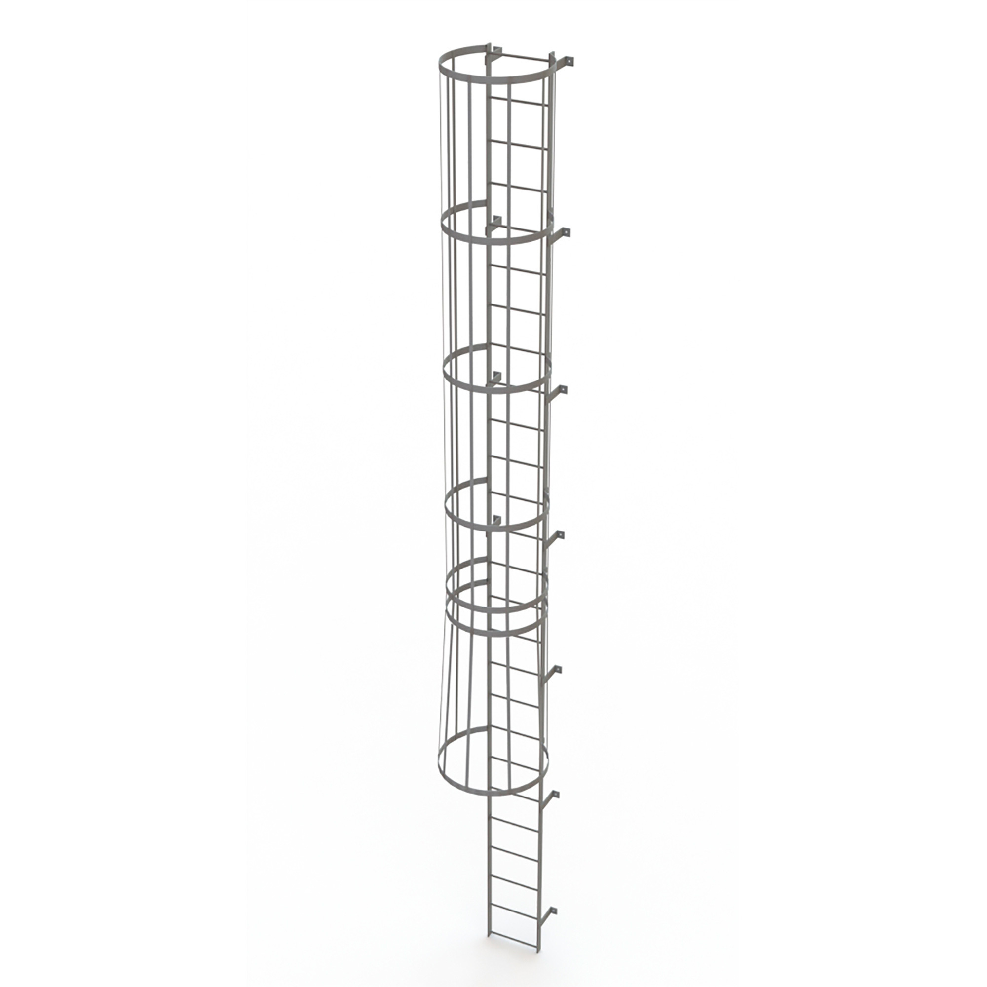 Tri-Arc 25ft., 26-Rung, Steel Fixed Cage Ladder, Gray, 500-Lb. Capacity ...
