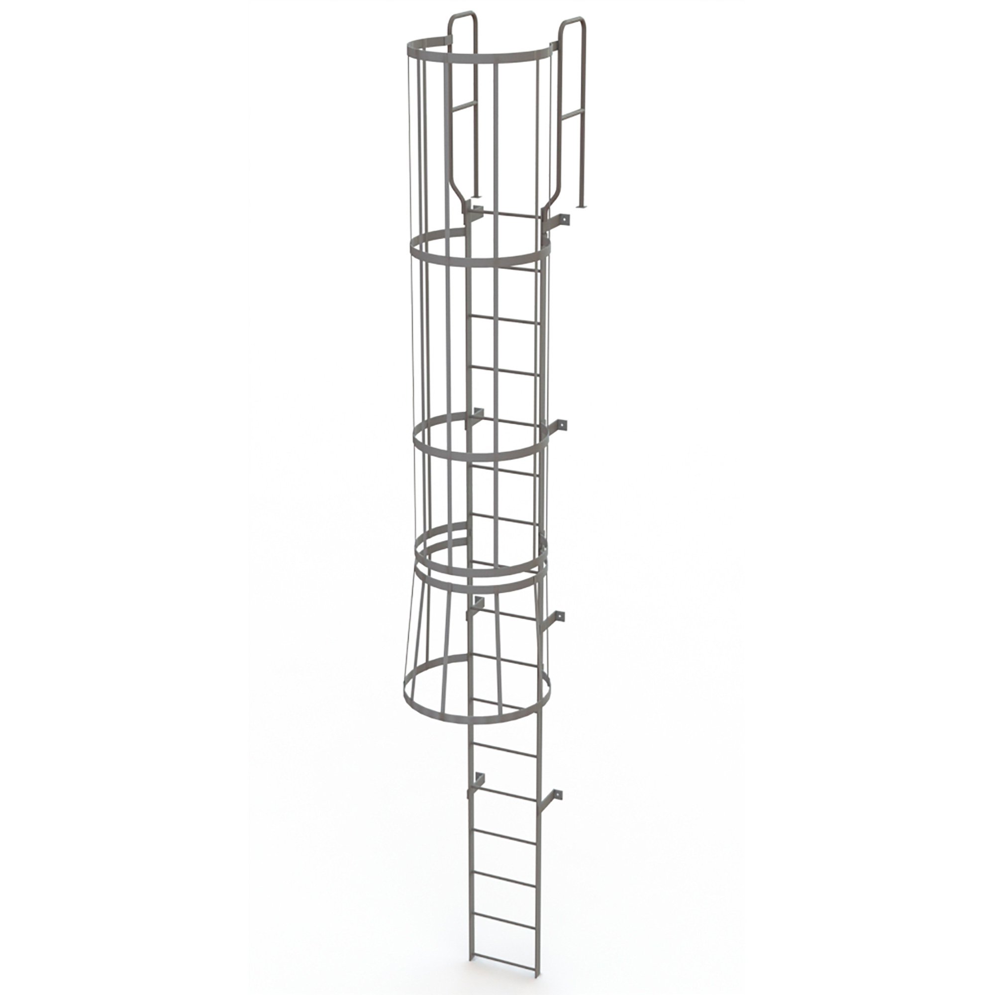 Tri-Arc 16ft., 17-Rung, Steel Fixed Cage Ladder with Walk-Thru ...
