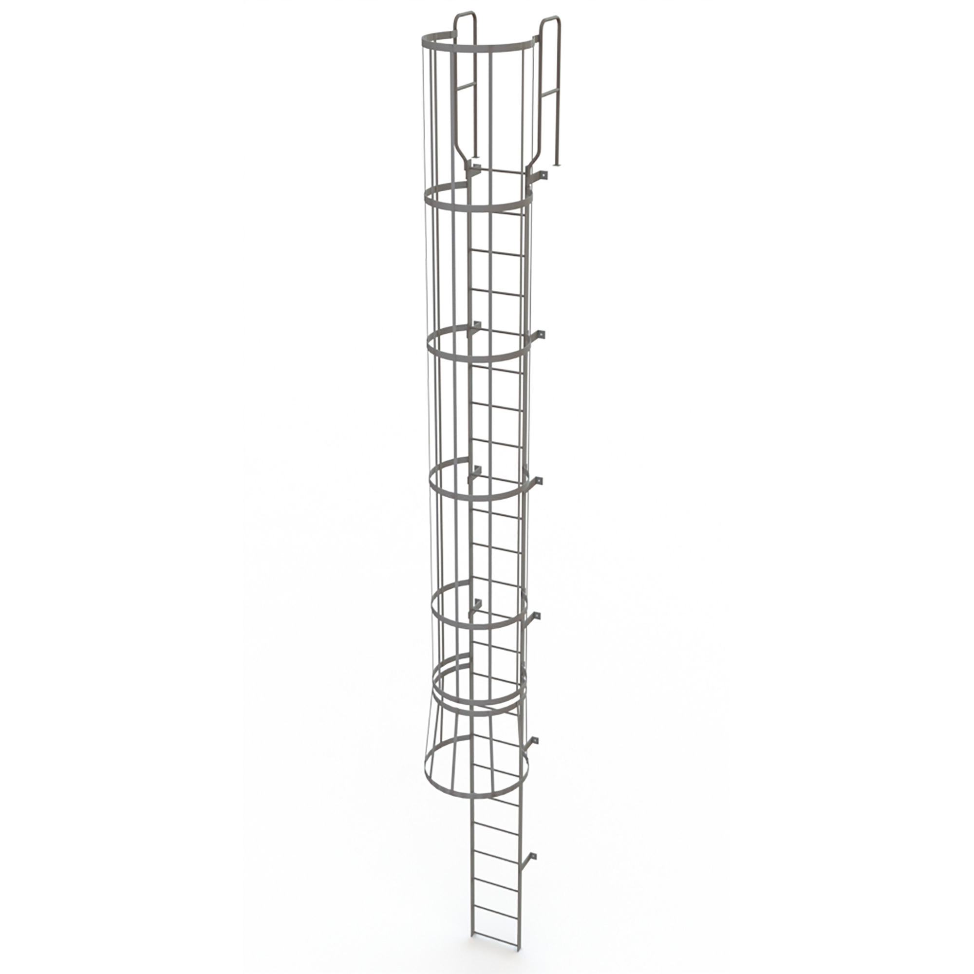 Tri-Arc 23ft., 24-Rung, Steel Fixed Cage Ladder with Walk-Thru ...