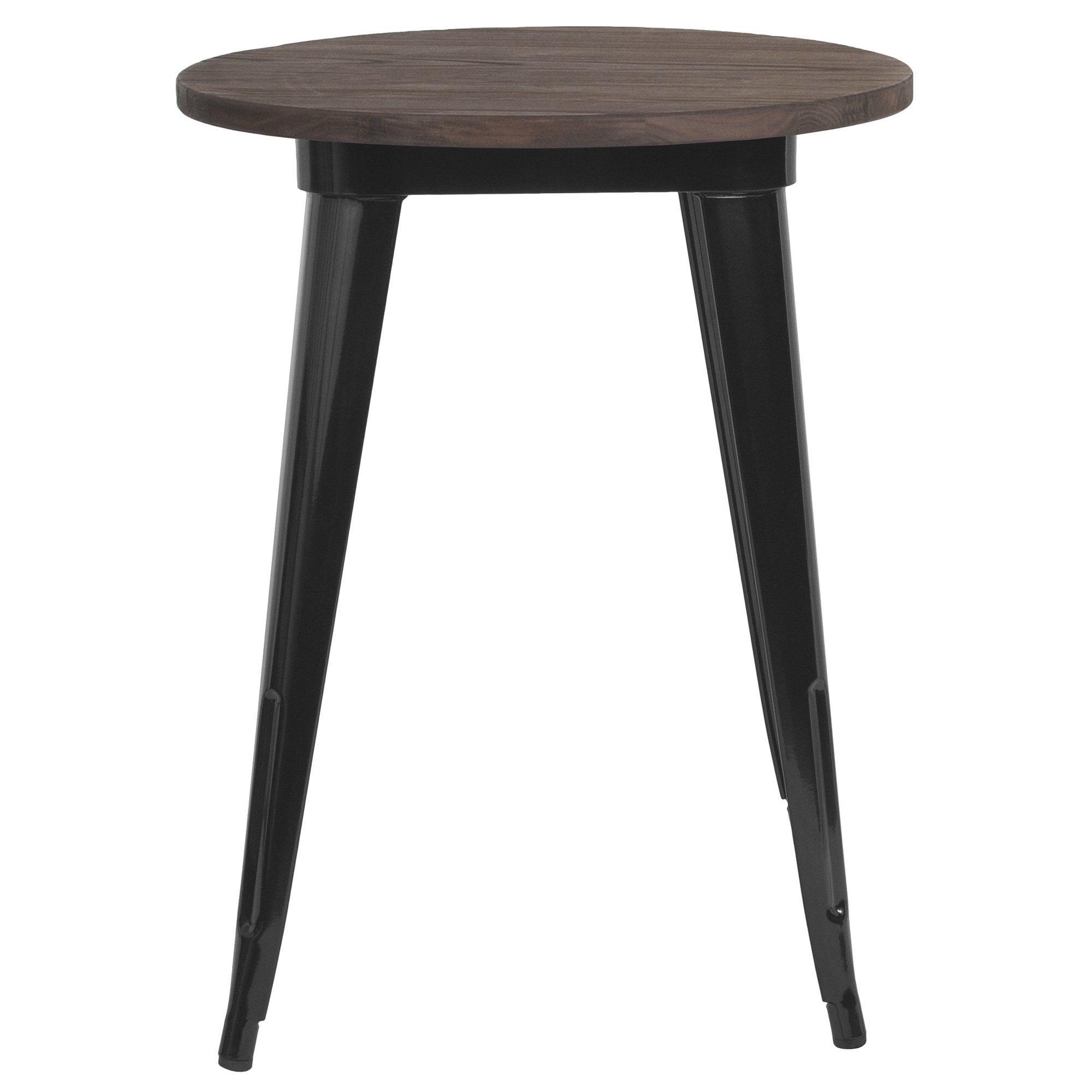 Flash Furniture 24in. Round Metal Cafe Table with Wood Top — Black ...