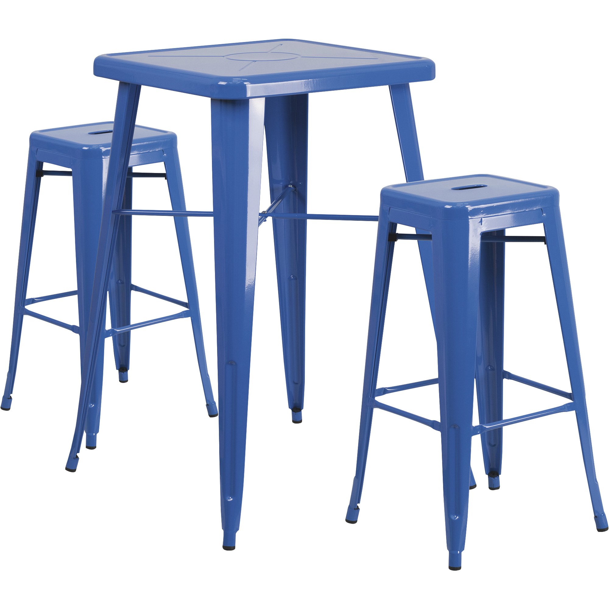 Flash Furniture 3-Pc. Blue Metal Bar Table Set — 40in.H x 27.75in ...