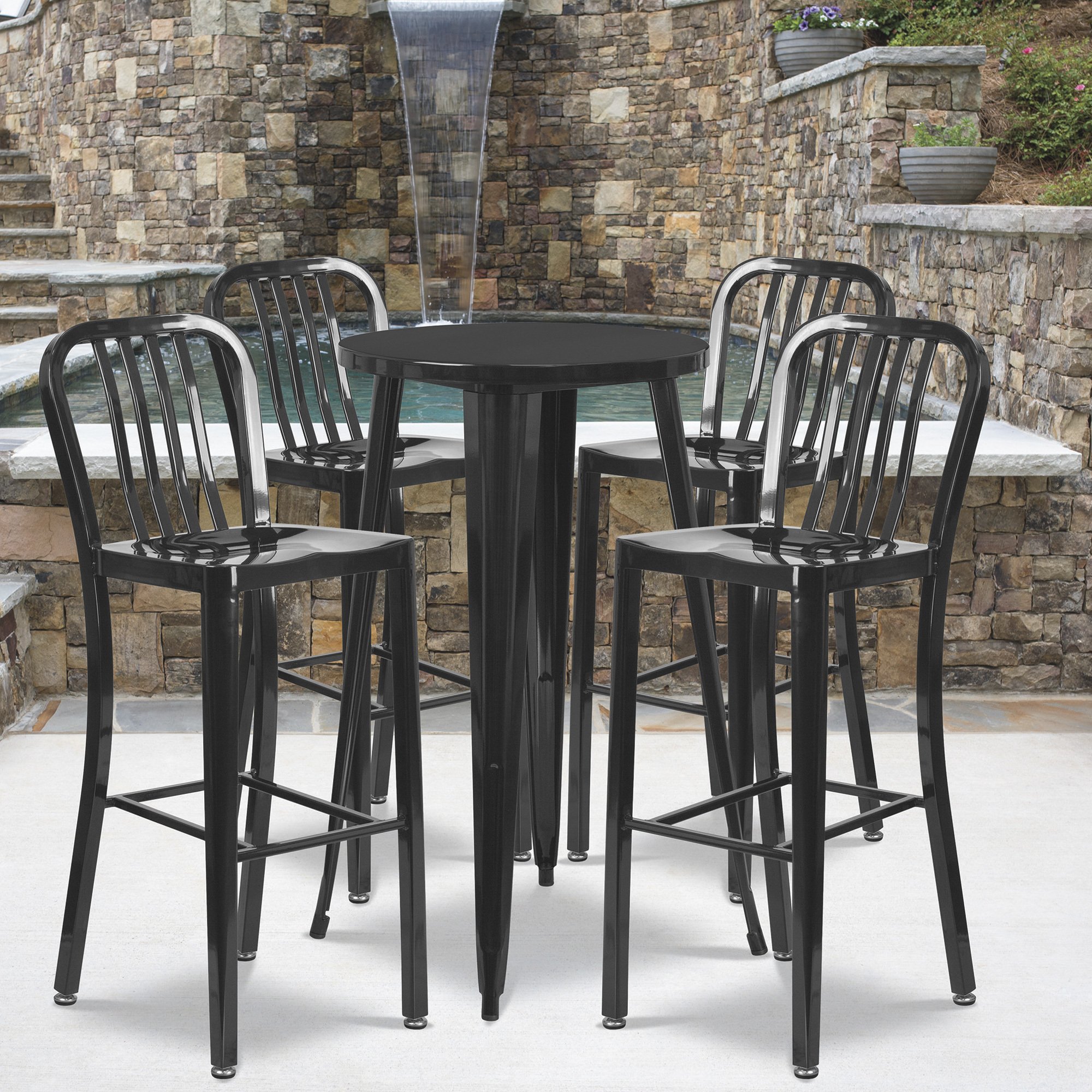 Flash Furniture 5-Pc. Black Metal Bar Table Set — 24in. x 41in.H Round ...