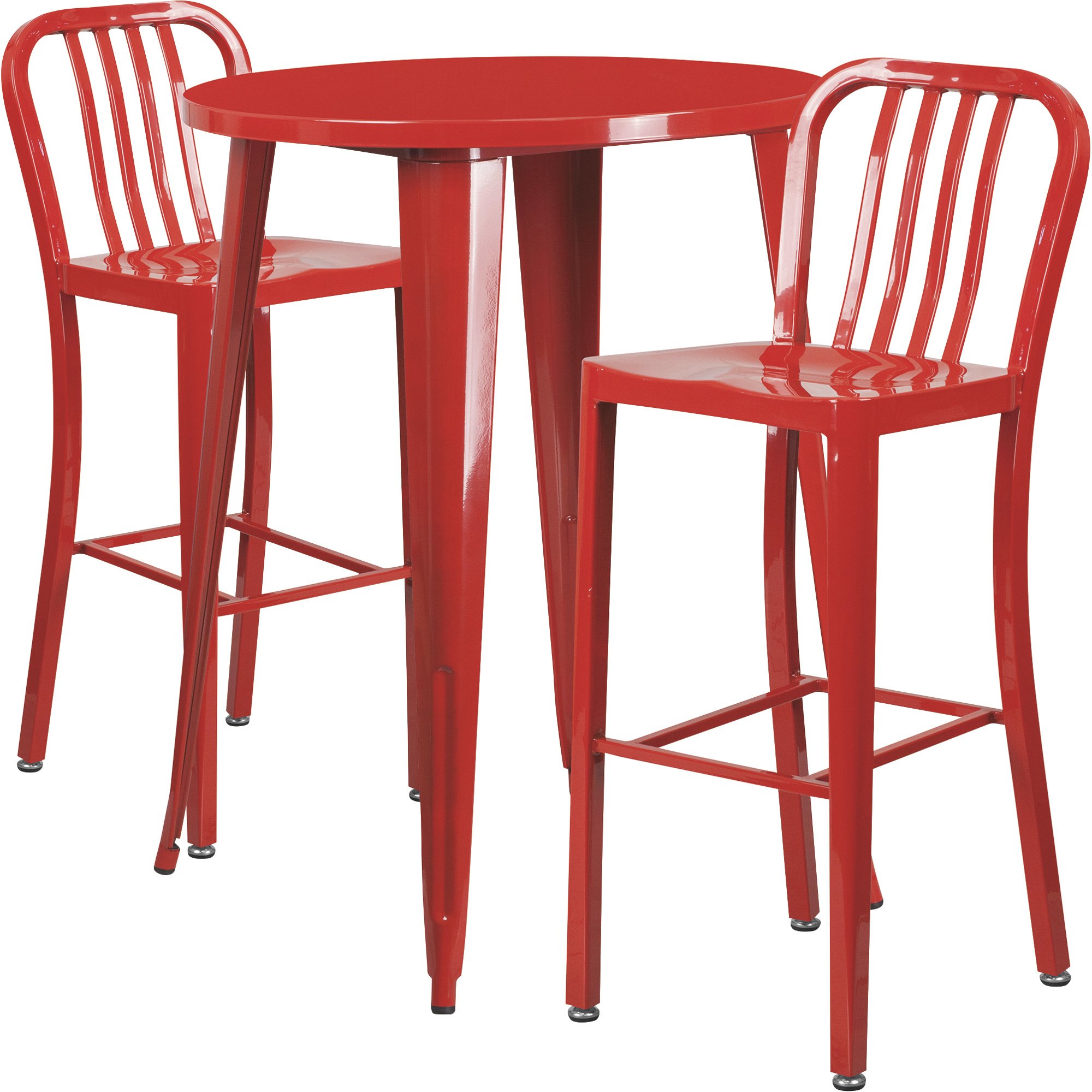 Flash Furniture 3-Pc. Red Metal Bar Set — 30in. Round x 41in.H Table ...