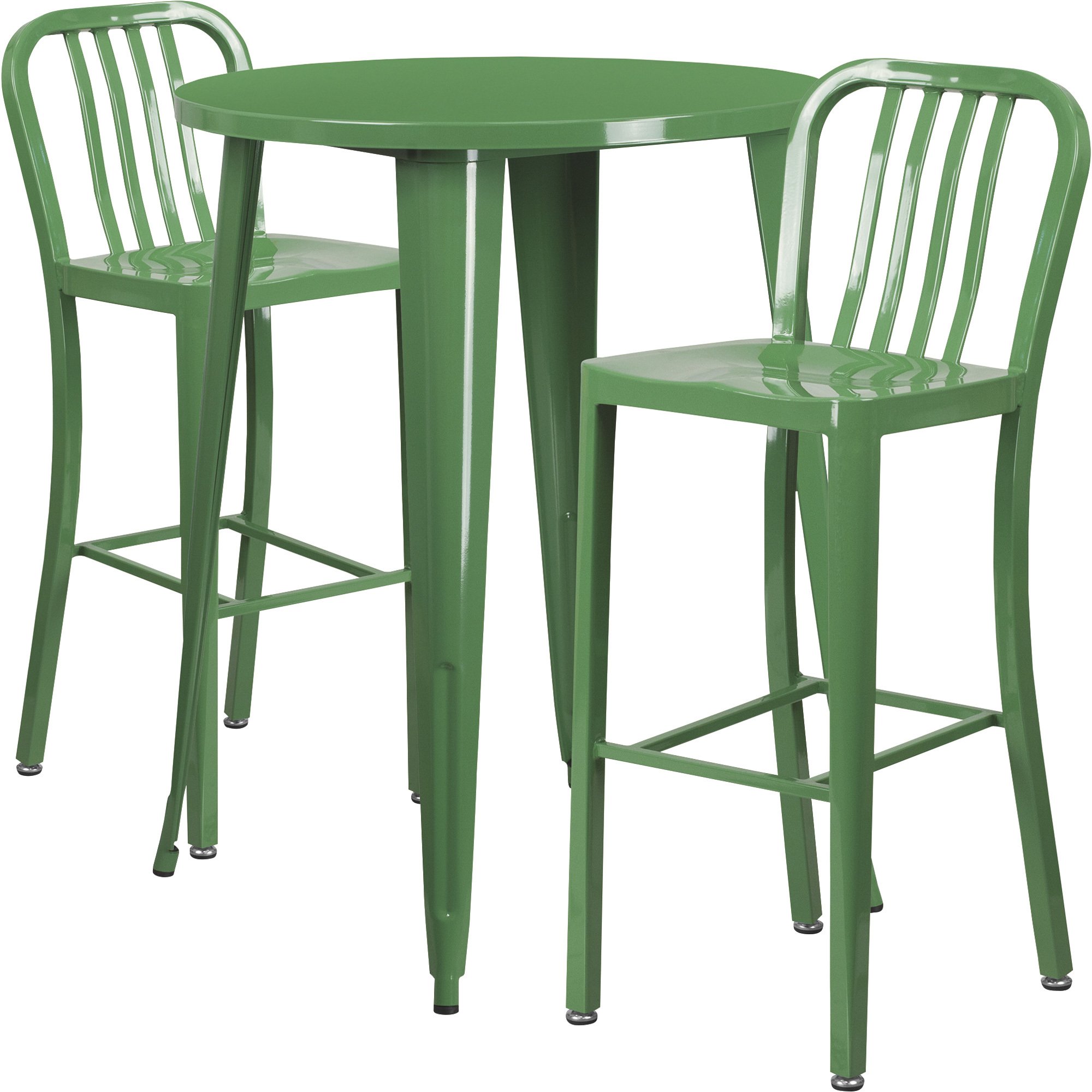 Flash Furniture 3-Pc. Green Metal Bar Set — 30in. Round x 41in.H Table ...