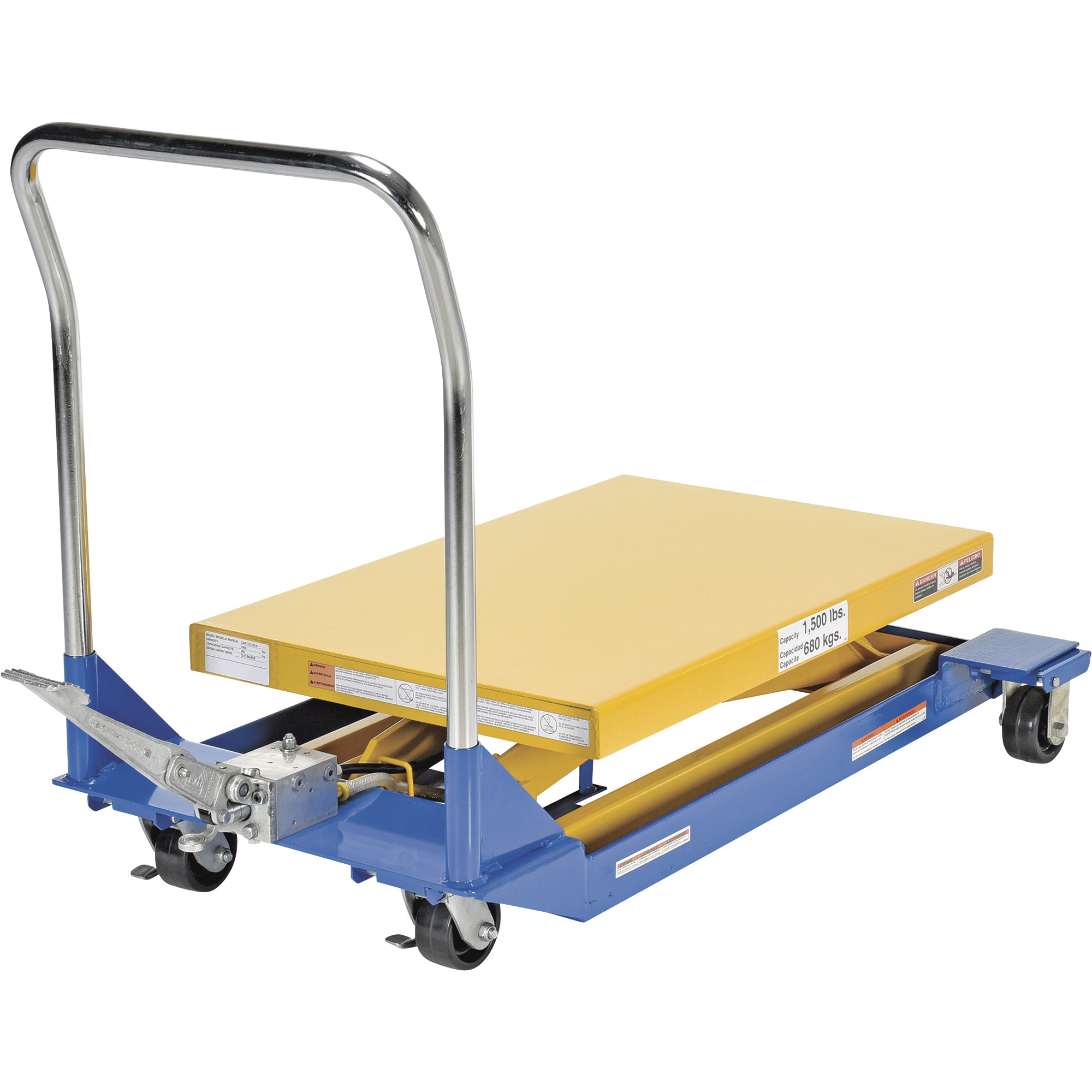 Vestil Manual Scissor Cart, 1,500-lb. Capacity, 36in.L x 24in.W ...