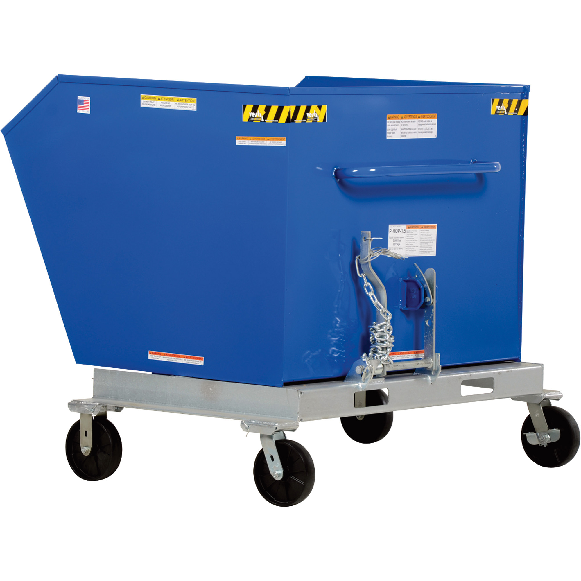 Vestil Portable Steel Hopper - 2000-Lb. Capacity, 1.5 Cu. Yd., 12-Ga ...