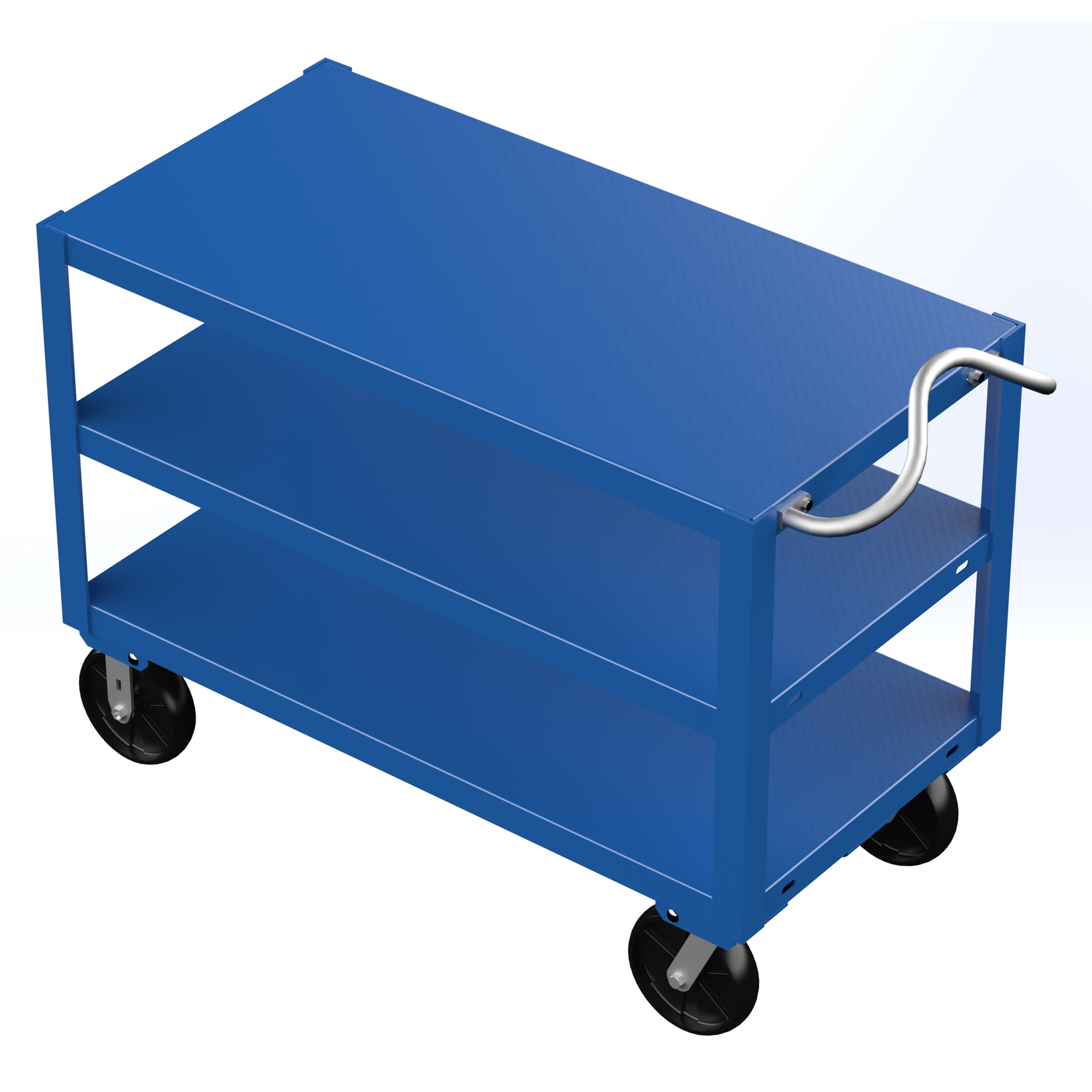 Vestil Ergo-Handle Cart — 3 Shelves, 2000-Lb. Capacity Each, 48in.L x ...