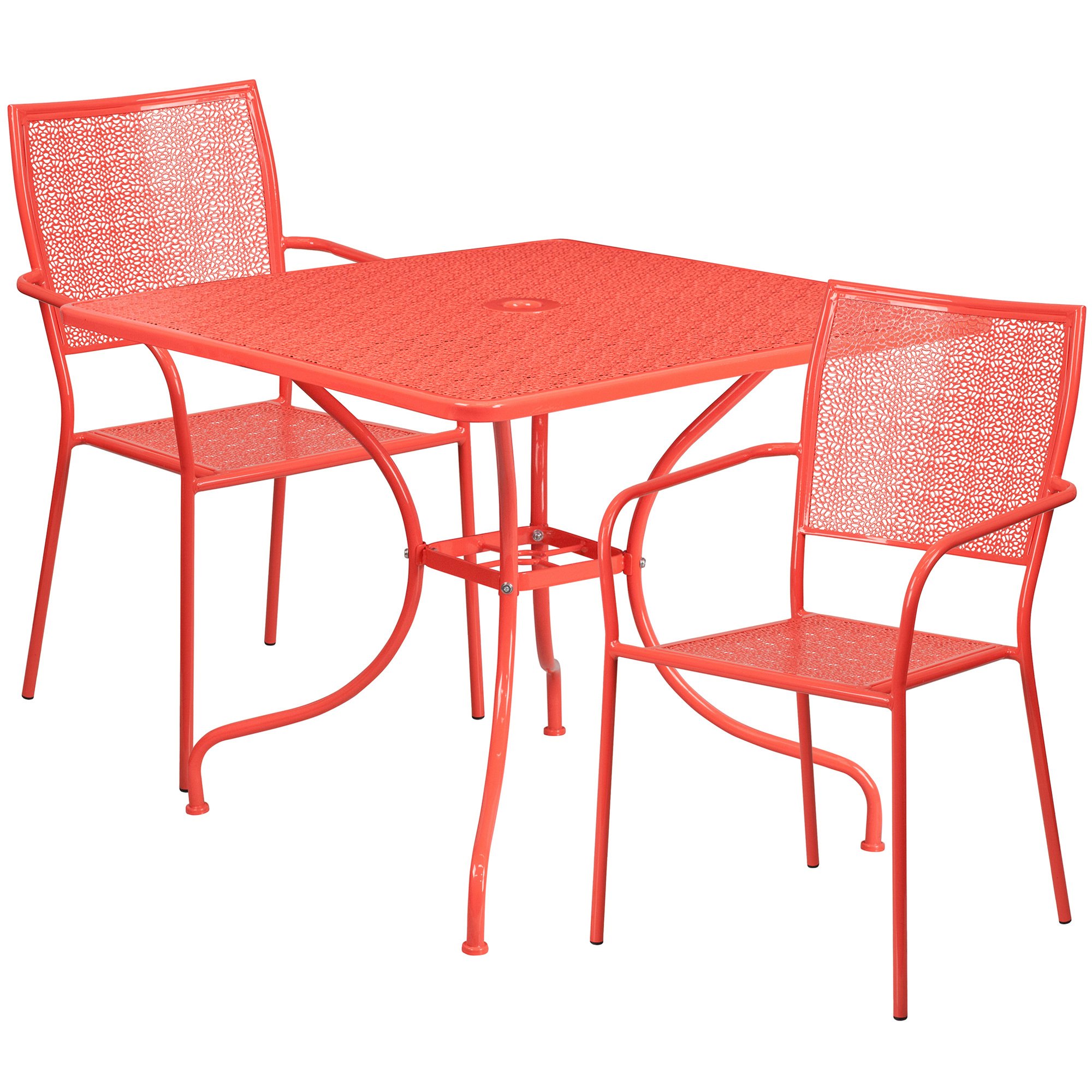 Flash Furniture 35 1/2in. Square Metal Patio Table Set with 2 Square ...