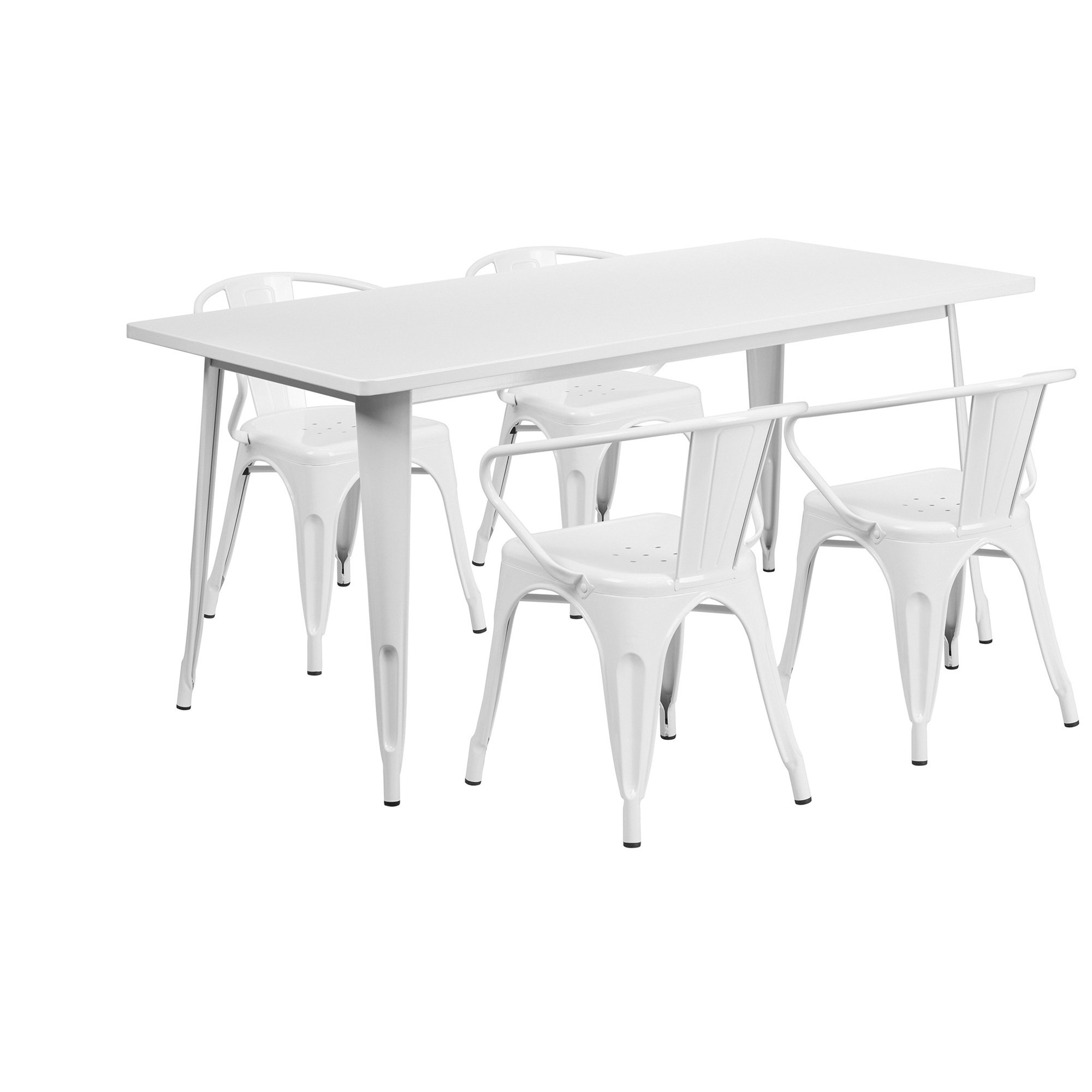 Flash Furniture 31 1/2in.W x 63in.L Rectangular Metal Table Set with 4 ...