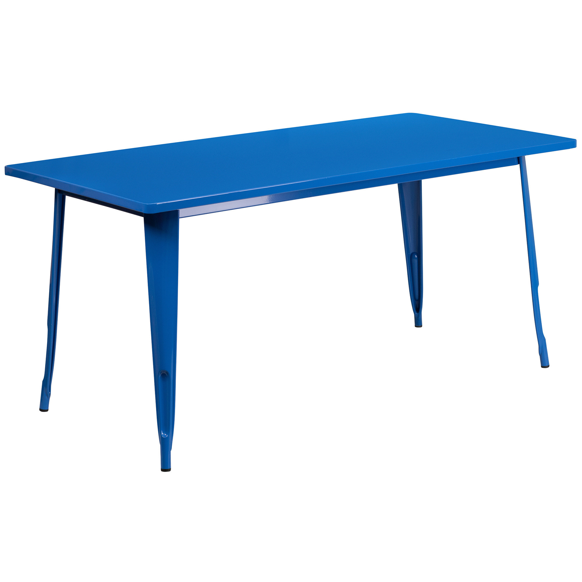 Flash Furniture Indoor/Outdoor Rectangular Metal Cafe Table, Blue, 63in ...