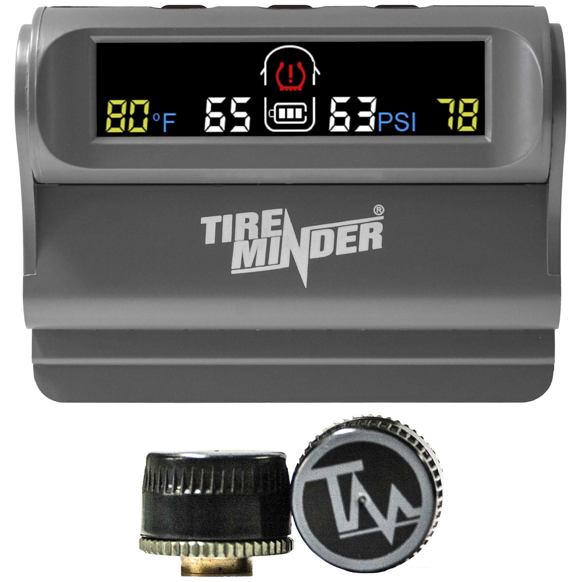 TireMinder Solar-Powered Tire Pressure Monitoring System, 2 Tire Kit ...