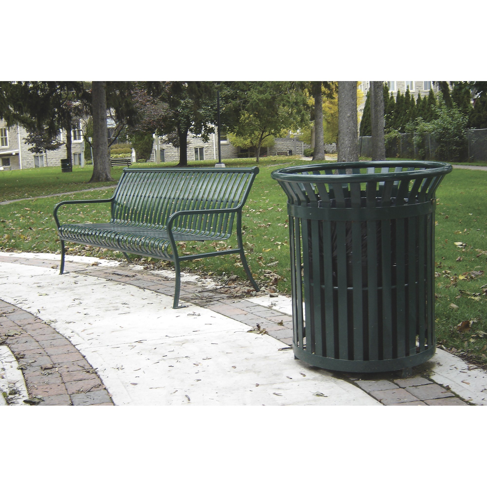 Paris Metal Trash Receptacle with Liner and Removable Lid — Blue, 34 ...