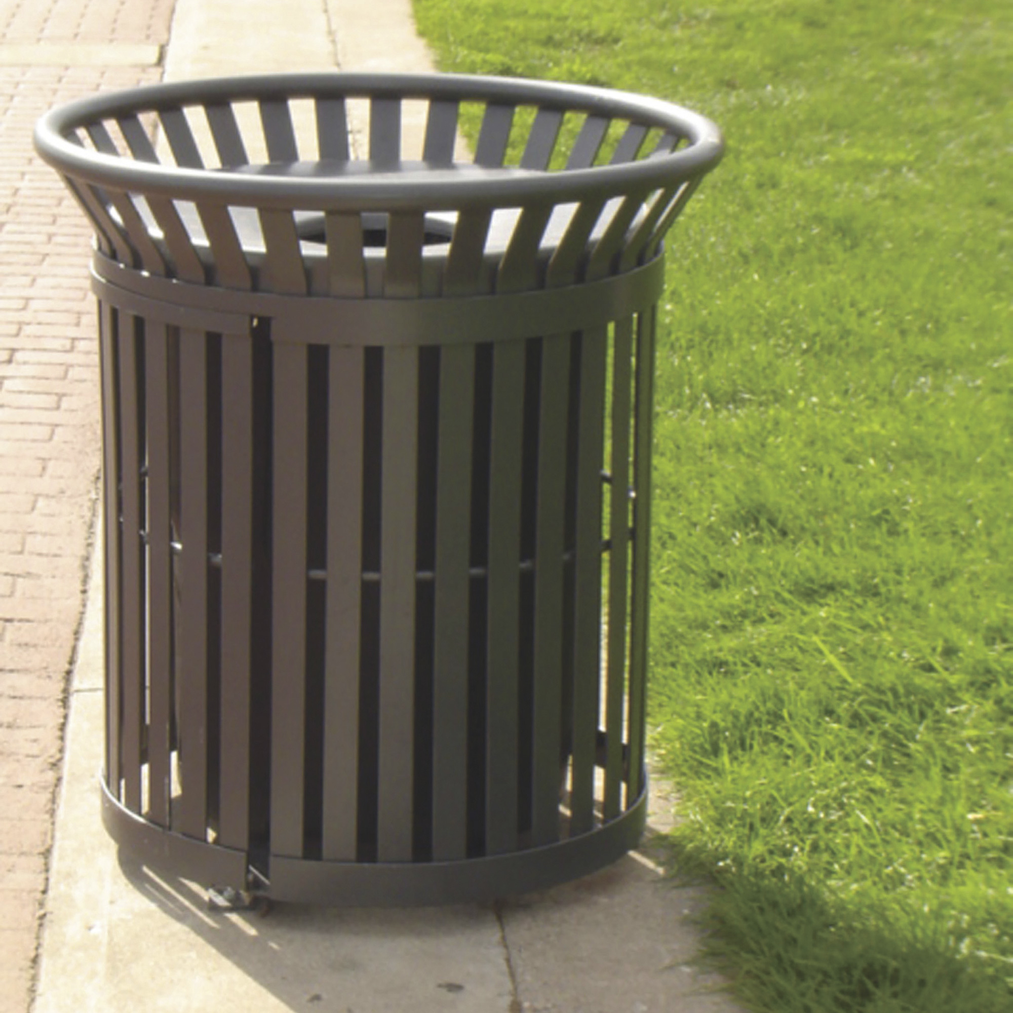 Paris Metal Trash Receptacle with Liner and Removable Lid — Black, 34 ...