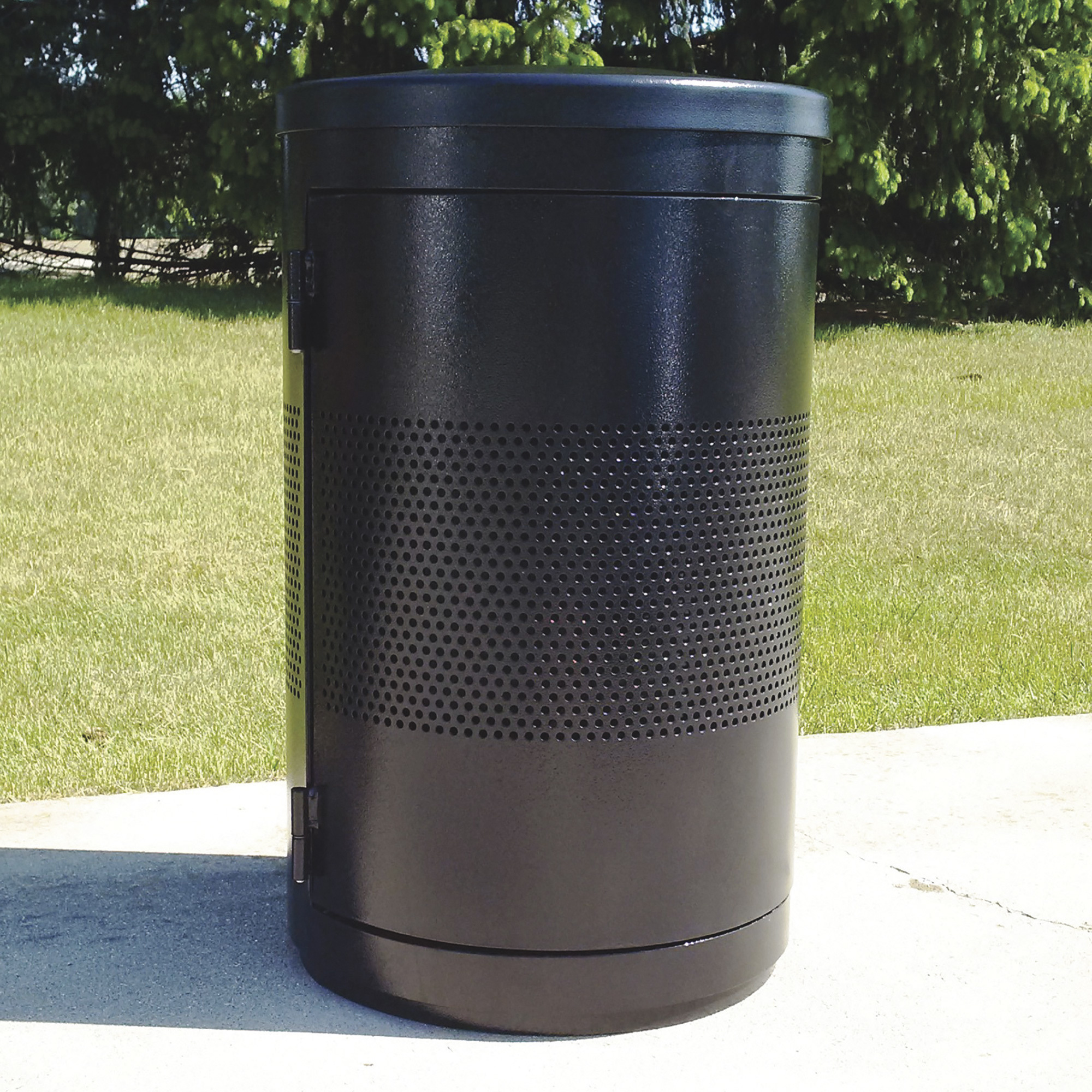 Paris Trash Receptacle with Side-Access Door, Black, 44-Gallon Capacity, Model# 461-407-0006 ...