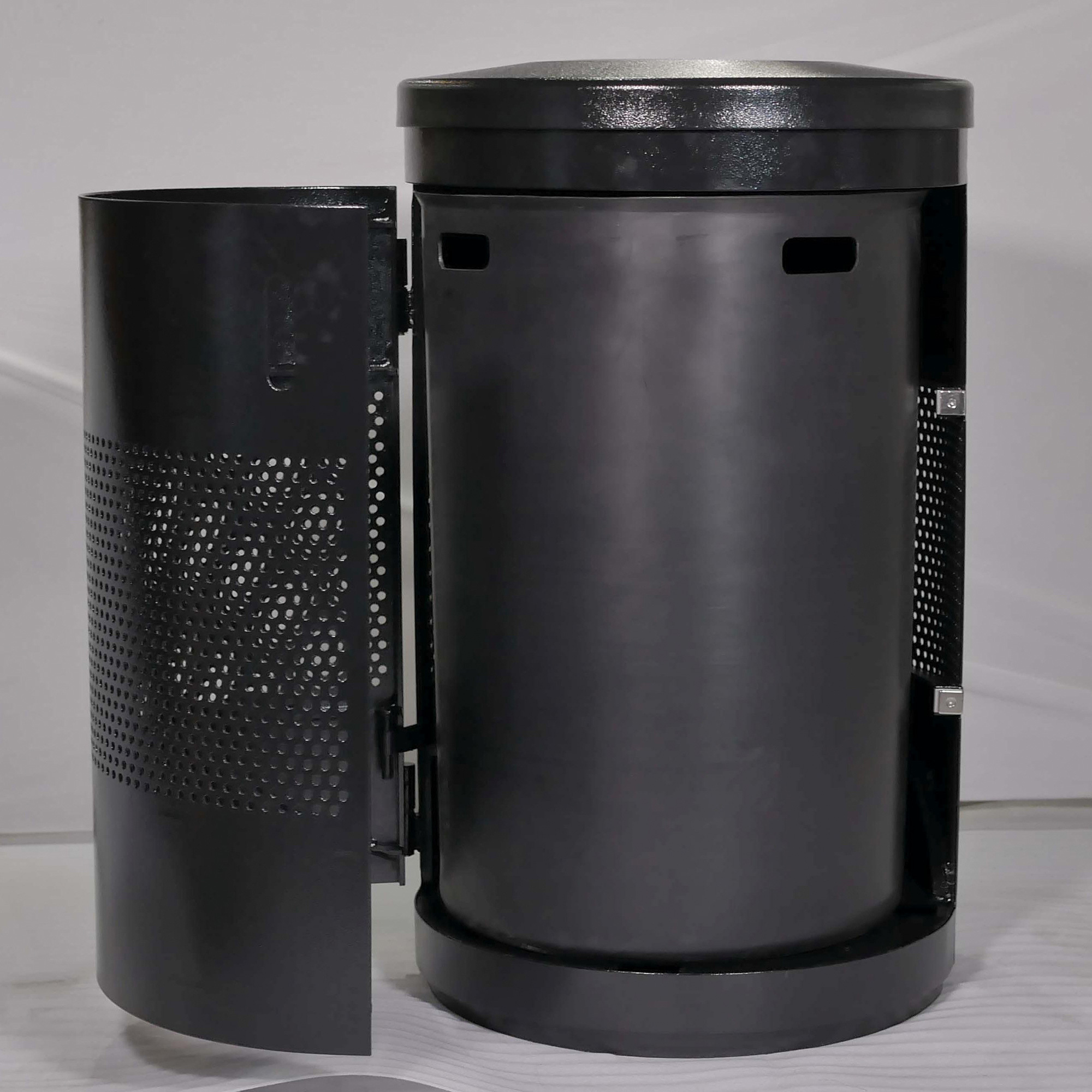 Paris Trash Receptacle with Side-Access Door, Black, 44-Gallon Capacity, Model# 461-407-0006 ...