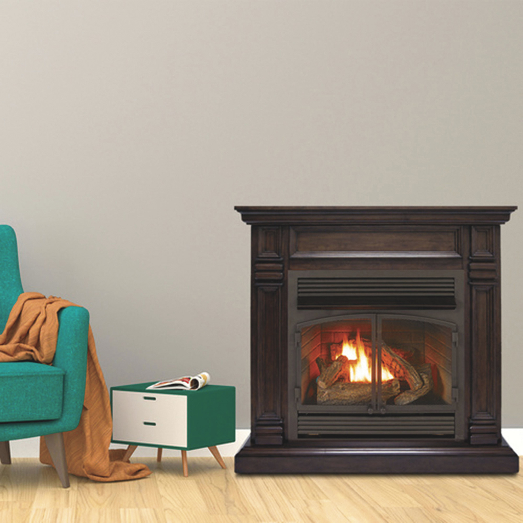 Bluegrass Living Vent-Free Dual Fuel Fireplace with Mantel — 32,000 BTU ...