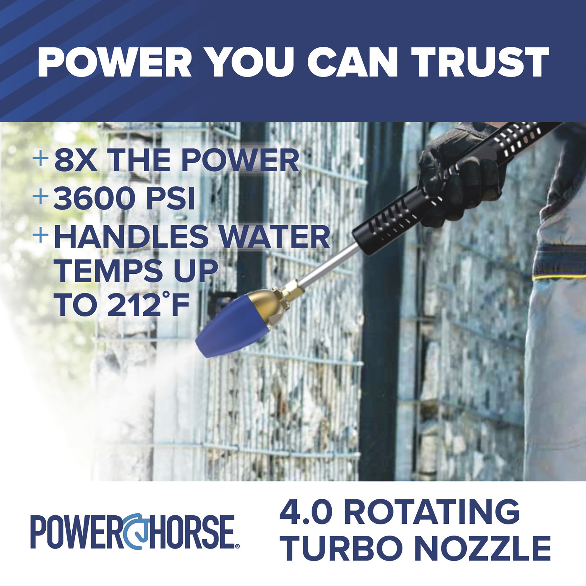 Powerhorse Rotating Pressure Washer Turbo Nozzle, 4.0 Orifice, 4000 PSI ...