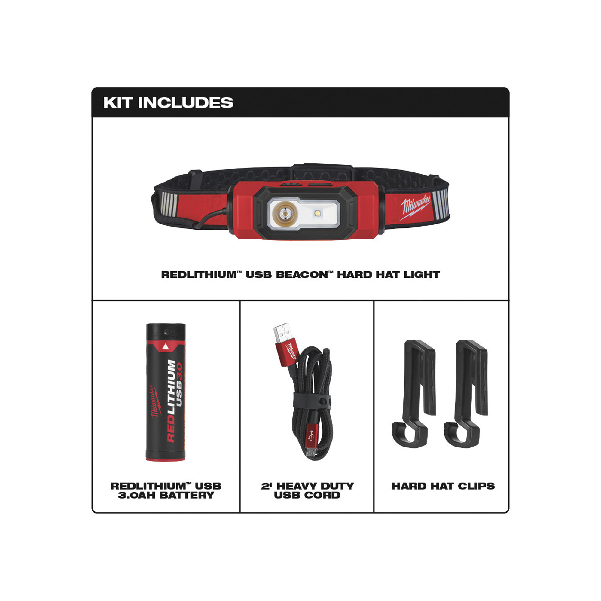 Milwaukee USB Rechargeable BEACON Hard Hat Light, 600 Lumens, Model ...