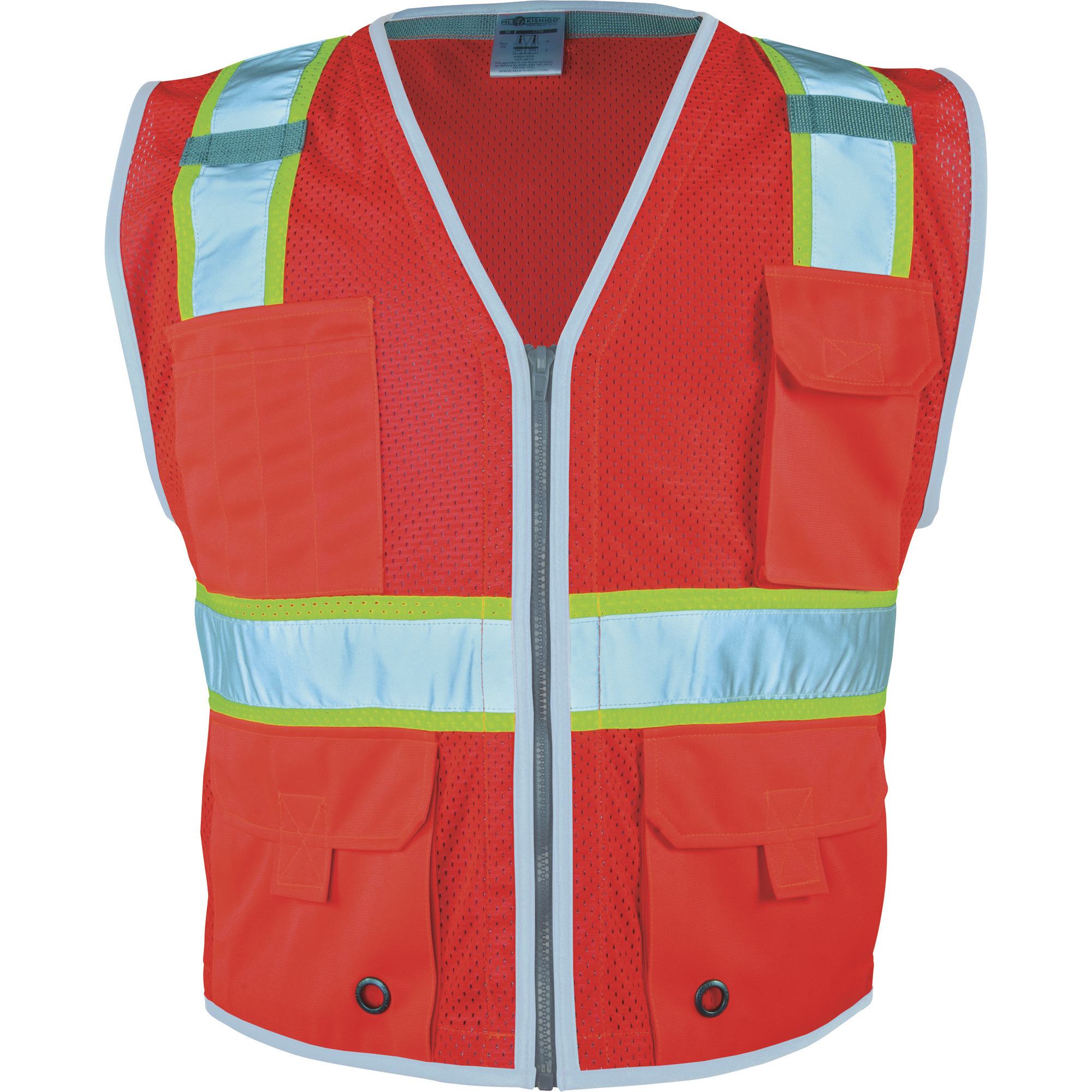 Kishigo Men's Class 2 High Visibility Heavy-Duty Vest, Flourescent Red ...