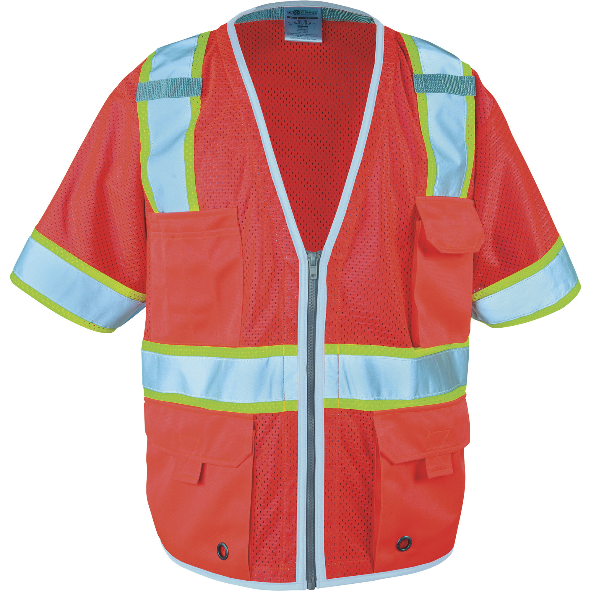 Kishigo Men's Class 3 High-Visibility Heavy-Duty Vest, Fluorescent Red ...