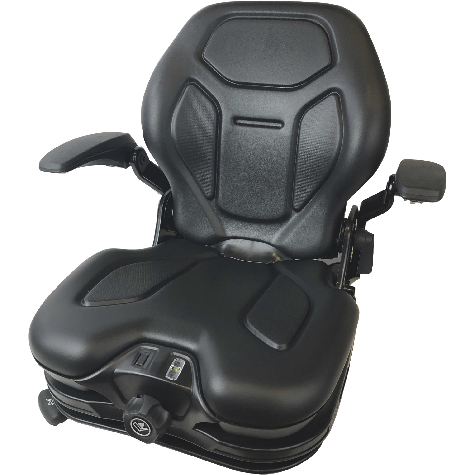 Milsco High-Back Suspension Seat with Arm Rests, Black, Model ...